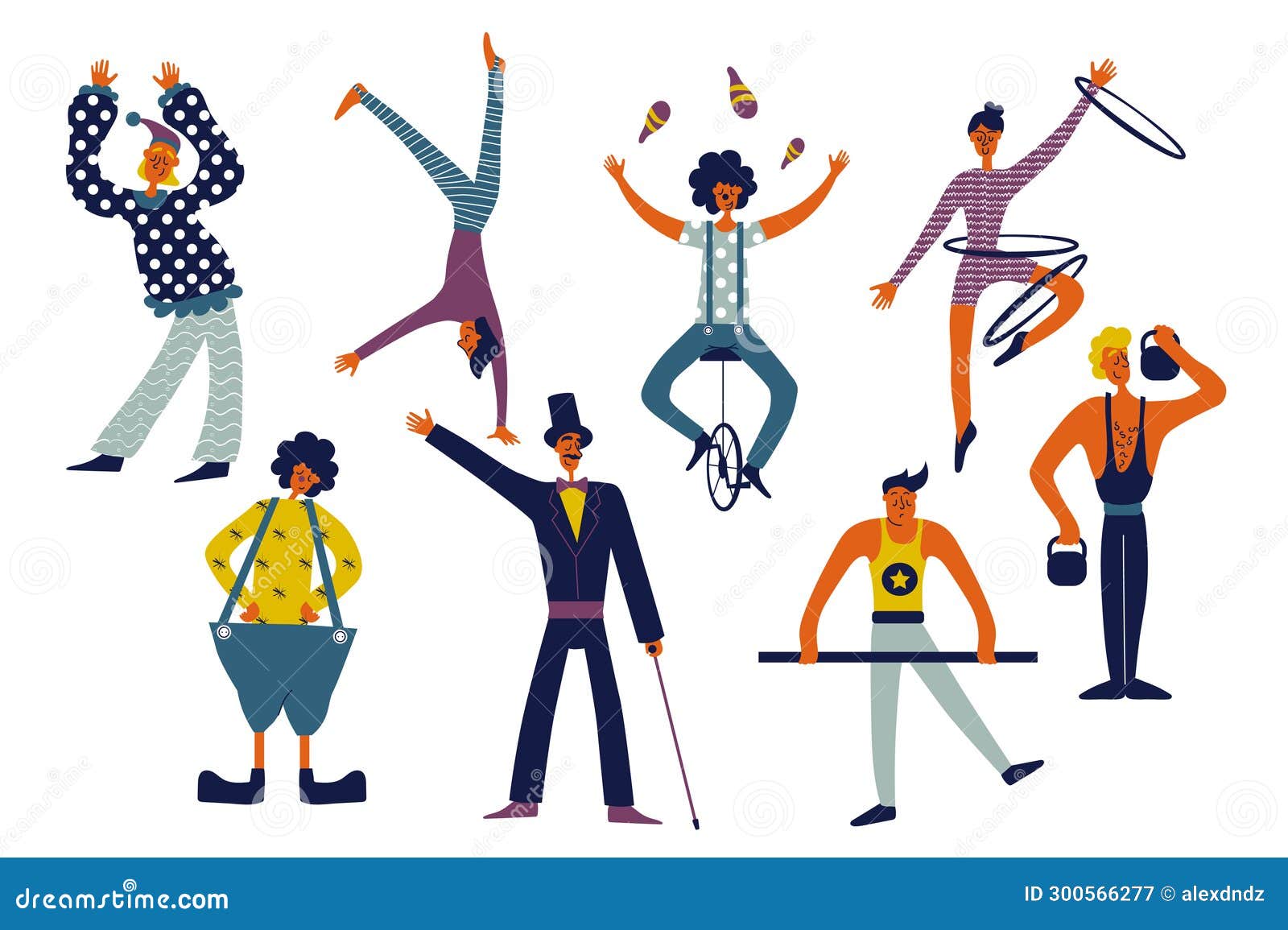Circus Performers People Set in Flat Character Design for Web. Vector ...
