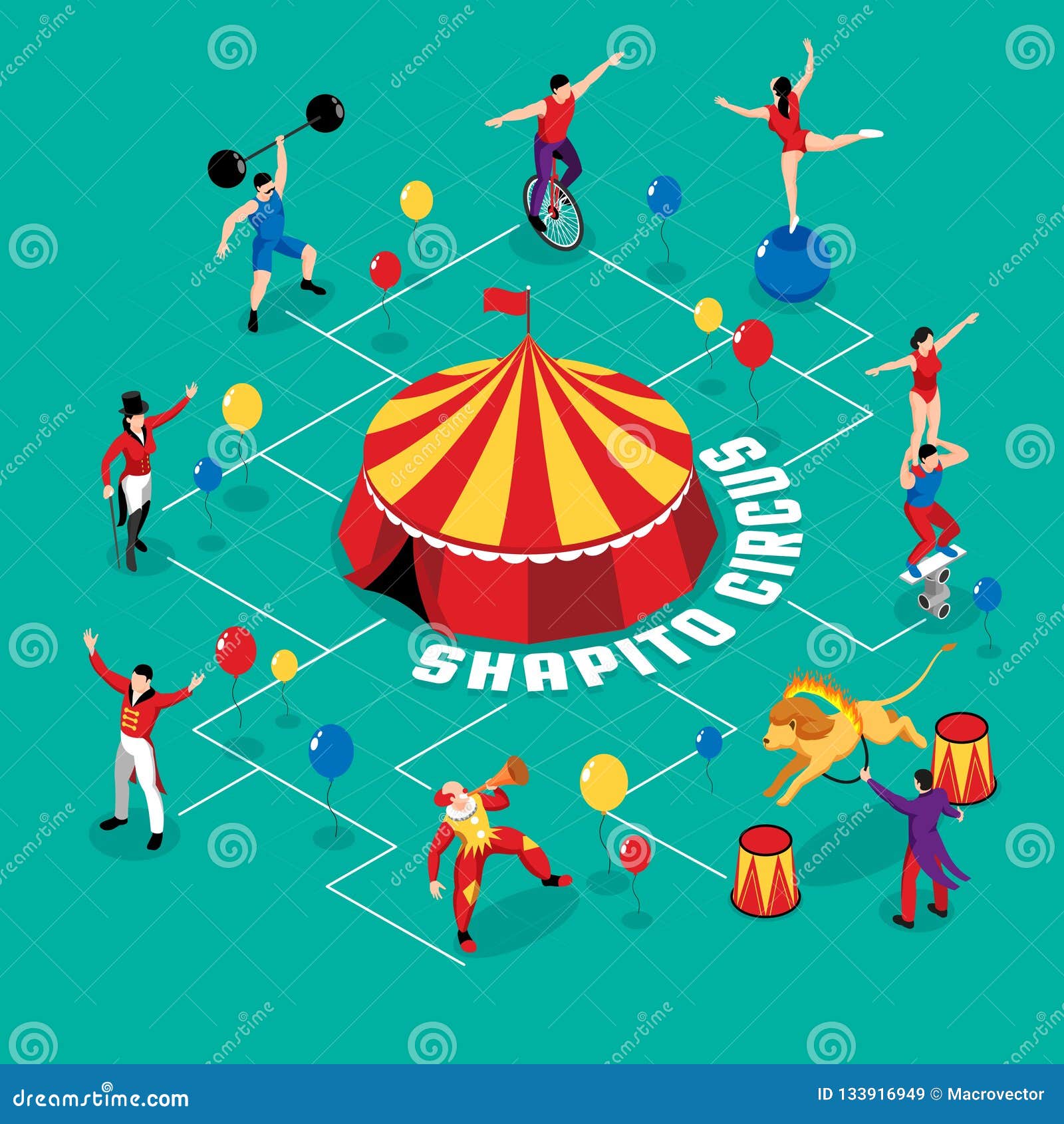 Circus Professions Isometric Flowchart Stock Vector - Illustration of ...