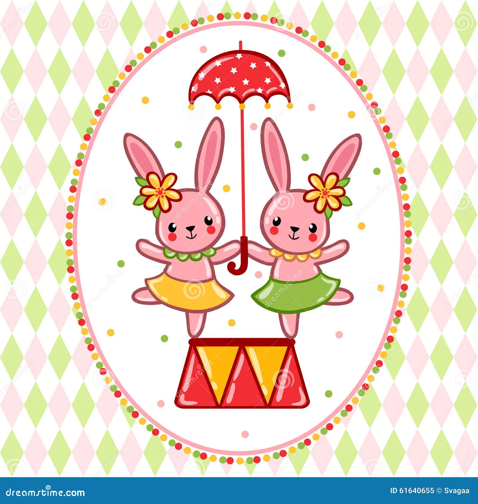 Circus Rabbits on a Pedestal. Stock Illustration - Illustration of ...