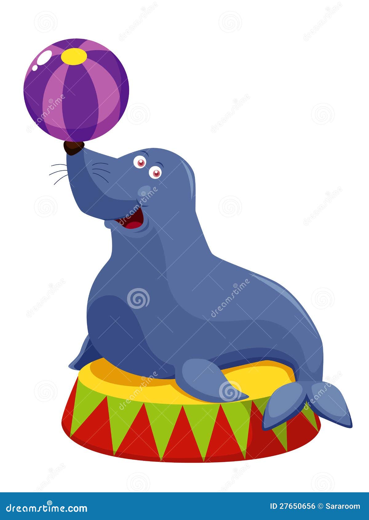 Circus seal playing a ball stock vector. Illustration of animals - 27650656