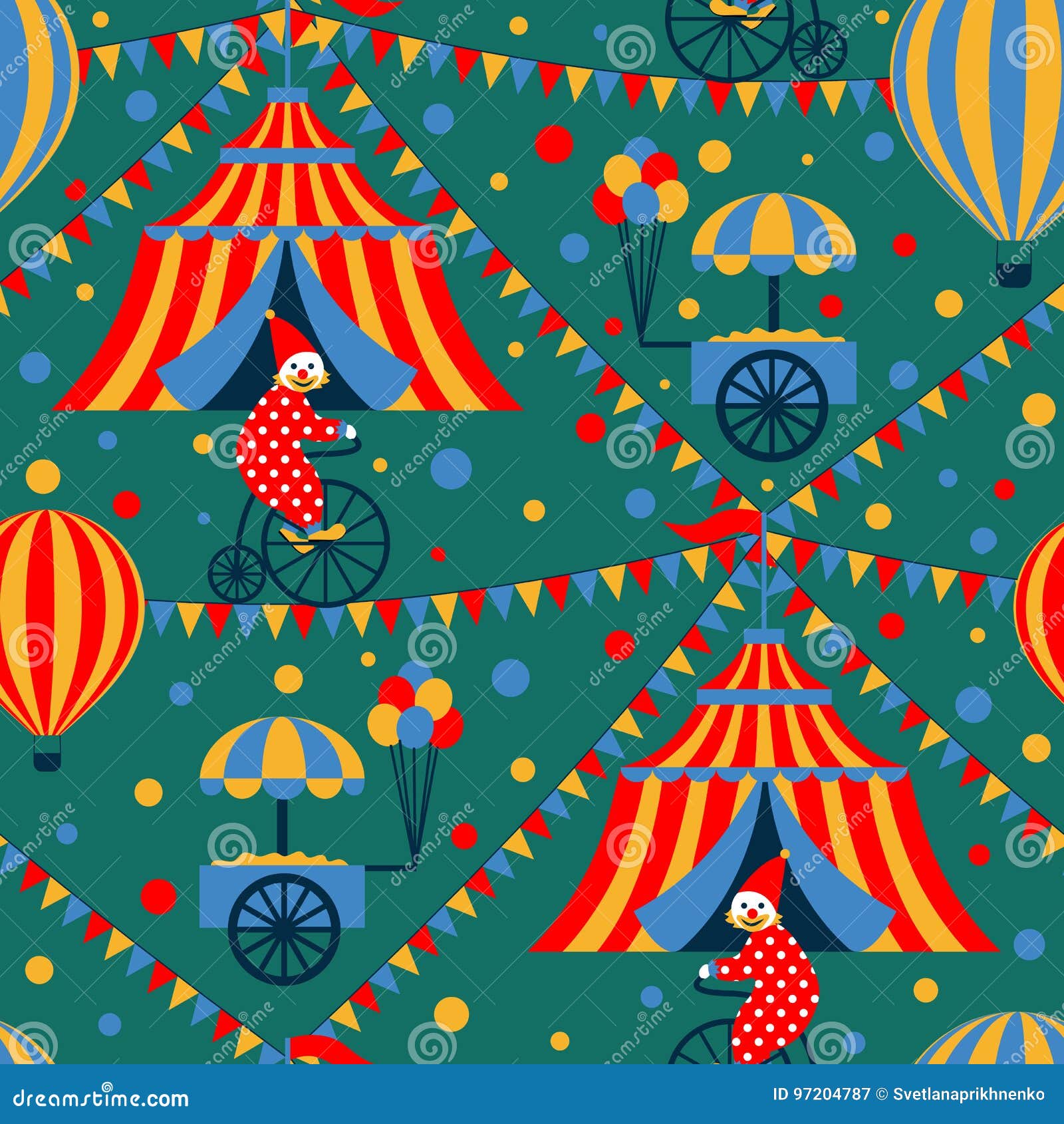 Circus seamless pattern stock vector. Illustration of event - 97204787