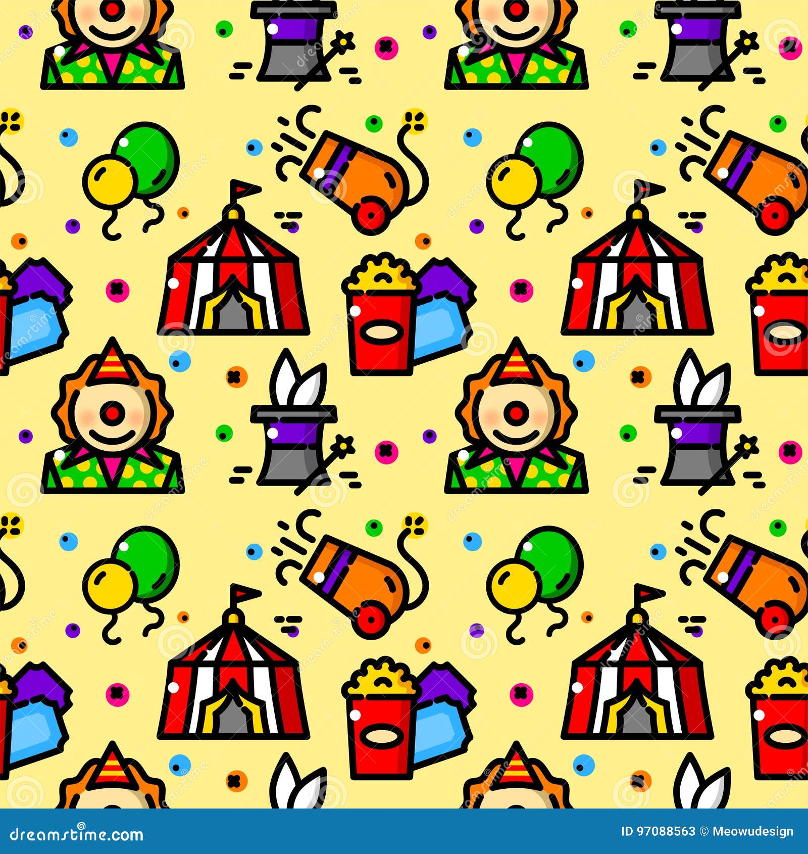 Circus Seamless Pattern Vector Illustration Stock Vector - Illustration ...