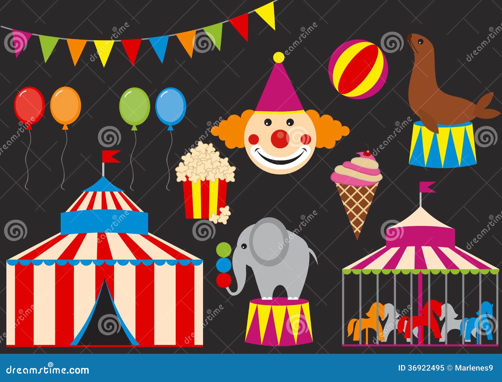 Circus Set stock vector. Illustration of clip, gift, background - 36922495