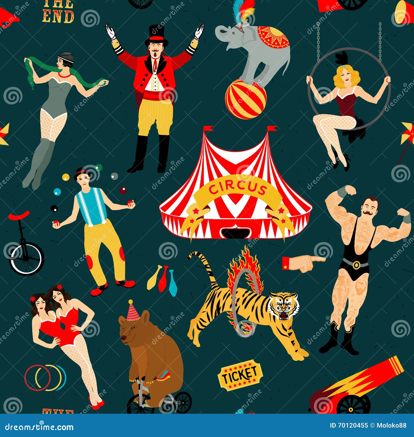 Circus Set. Illustration of Circus Stars. Stock Vector - Illustration ...