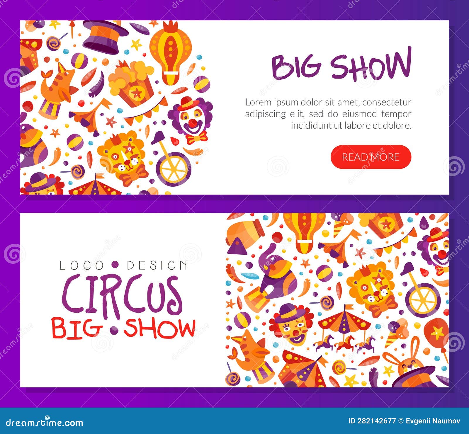 Fairground Show Or Circus Sign With Bullhorn Or Megaphone, Isolated ...