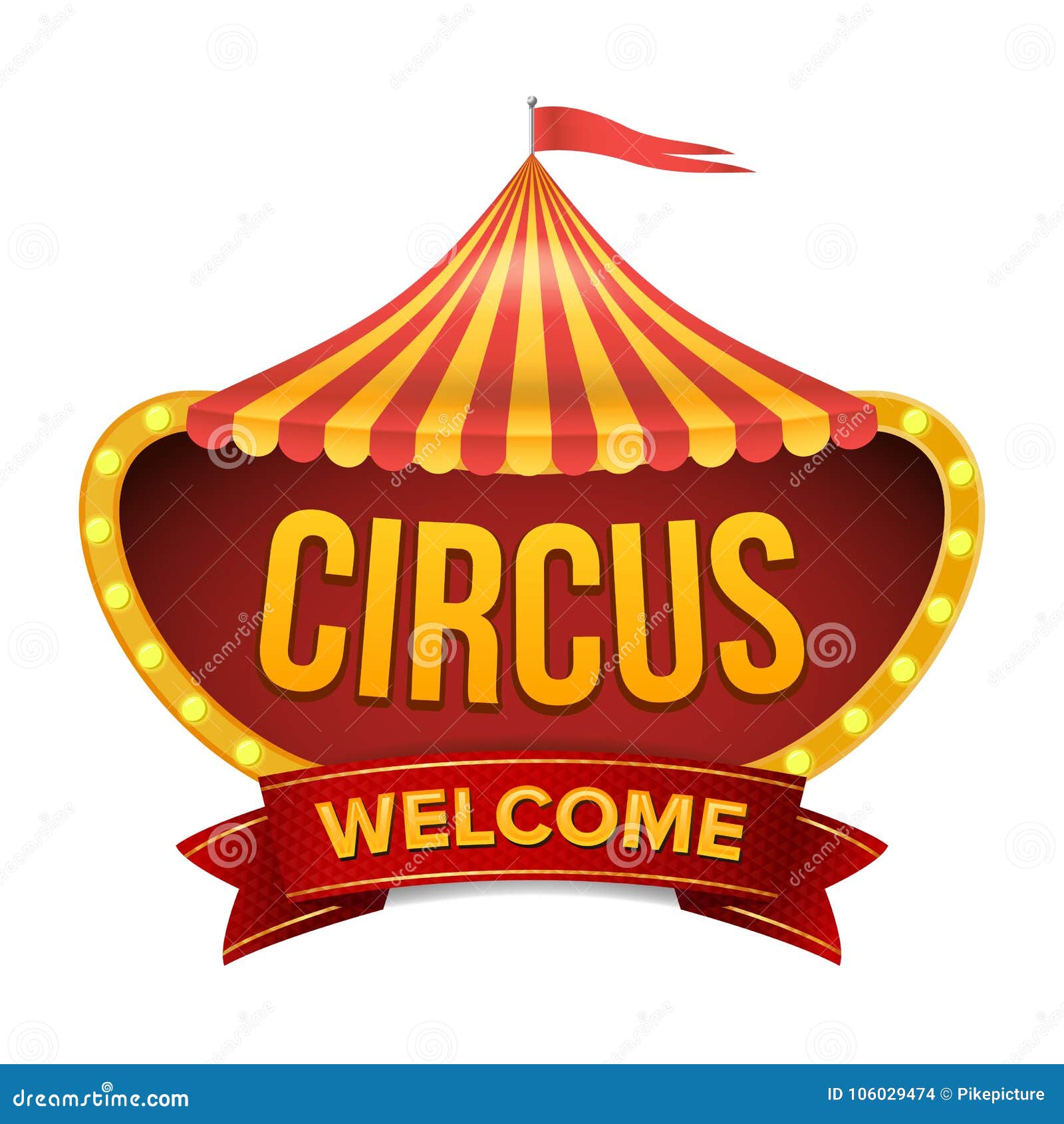 Circus Sign Vector. Carnival Light Bulb Frame. Flat Isolated ...
