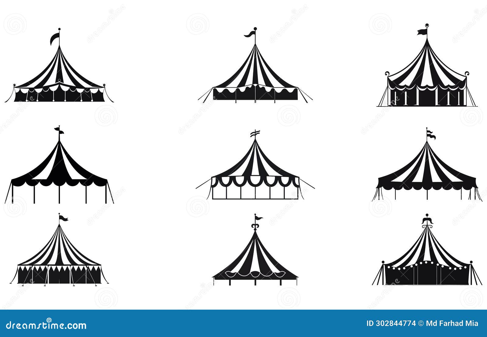 Circus Silhouettes Set, Large Pack of Vector Silhouette Design Stock ...