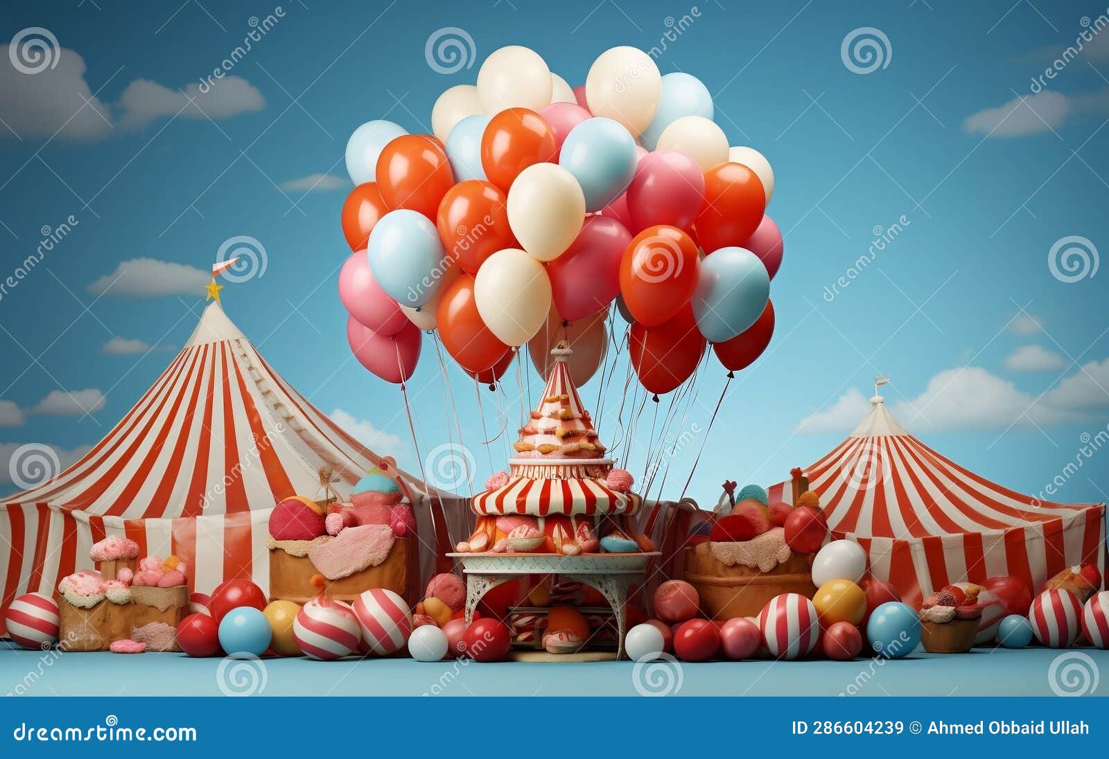 Circus Spectacle Balloons And Sweets Under The Big Top Generative Ai