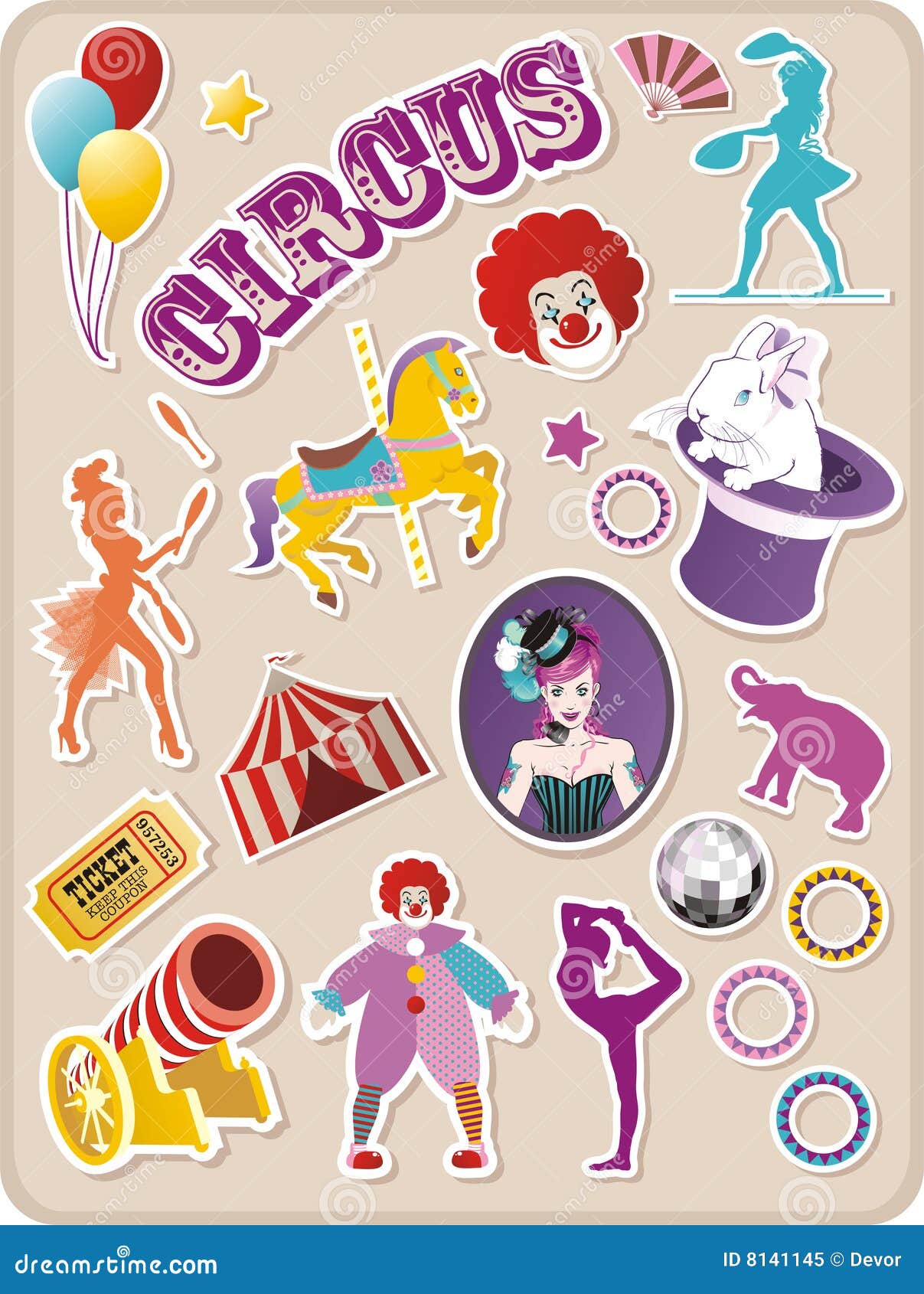 Circus Stickers Vector Illustration | CartoonDealer.com #26712814
