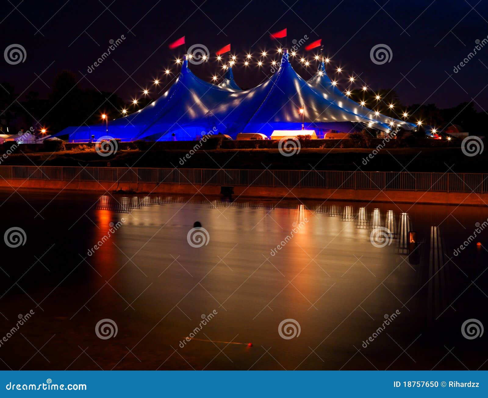Circus Style Tent with Lights at Night Stock Photo - Image of landscape ...