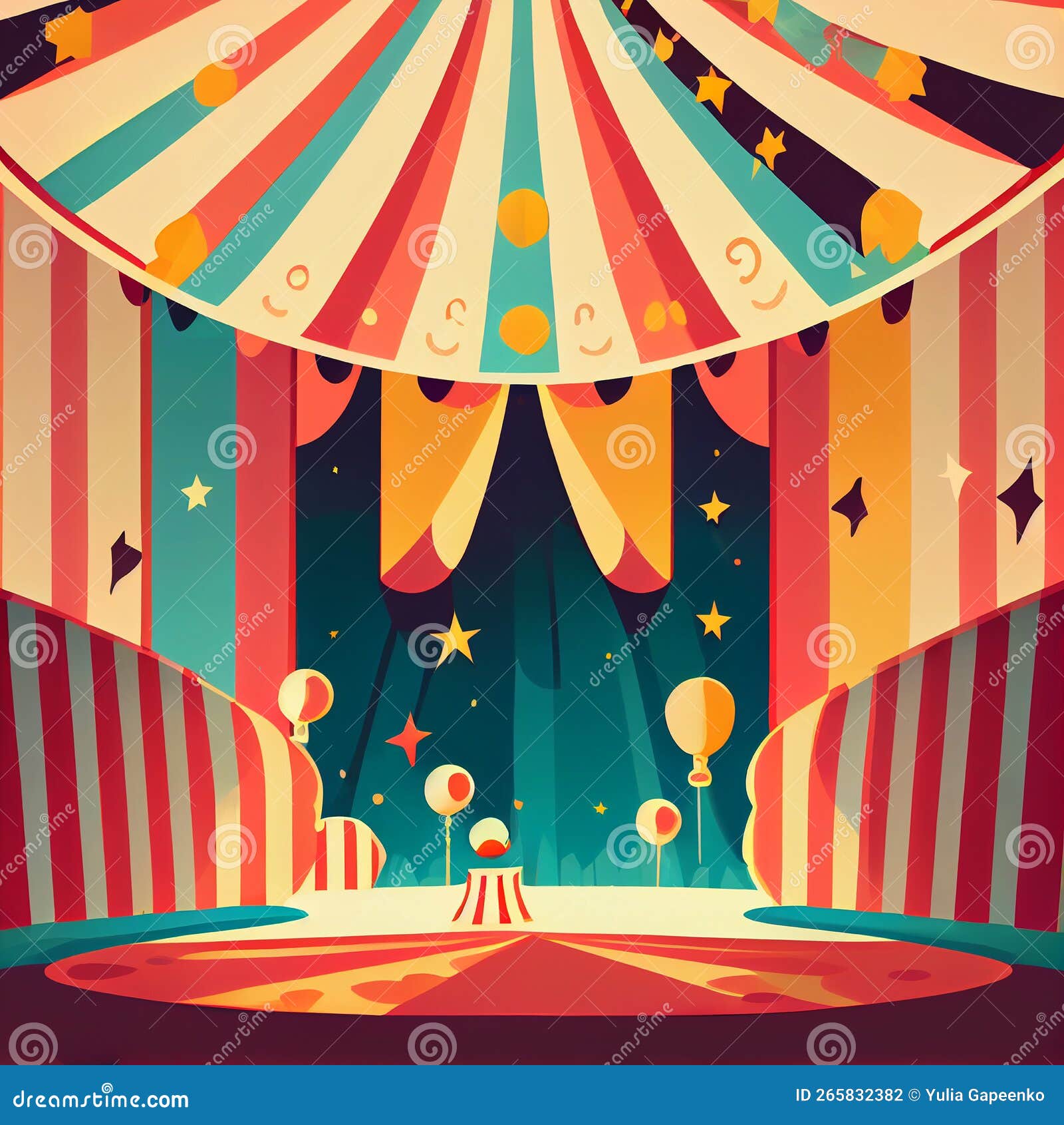 Circus Tent. Cartoon Invitation. Illustration Generative AI Stock ...