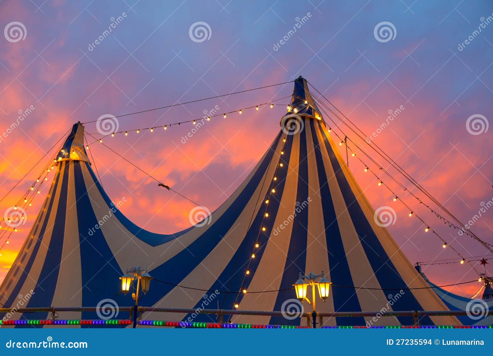 Circus Tent in a Dramatic Sunset Sky Colorful Stock Photo - Image of ...
