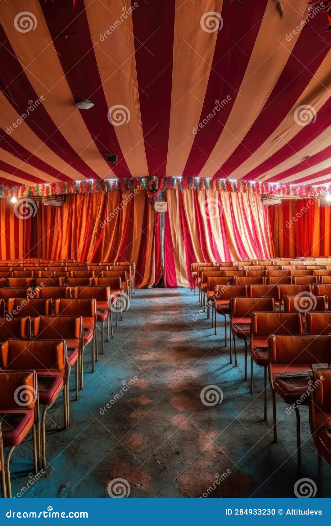 Circus Tent Interior with Rows of Empty Seats Stock Photo - Image of ...