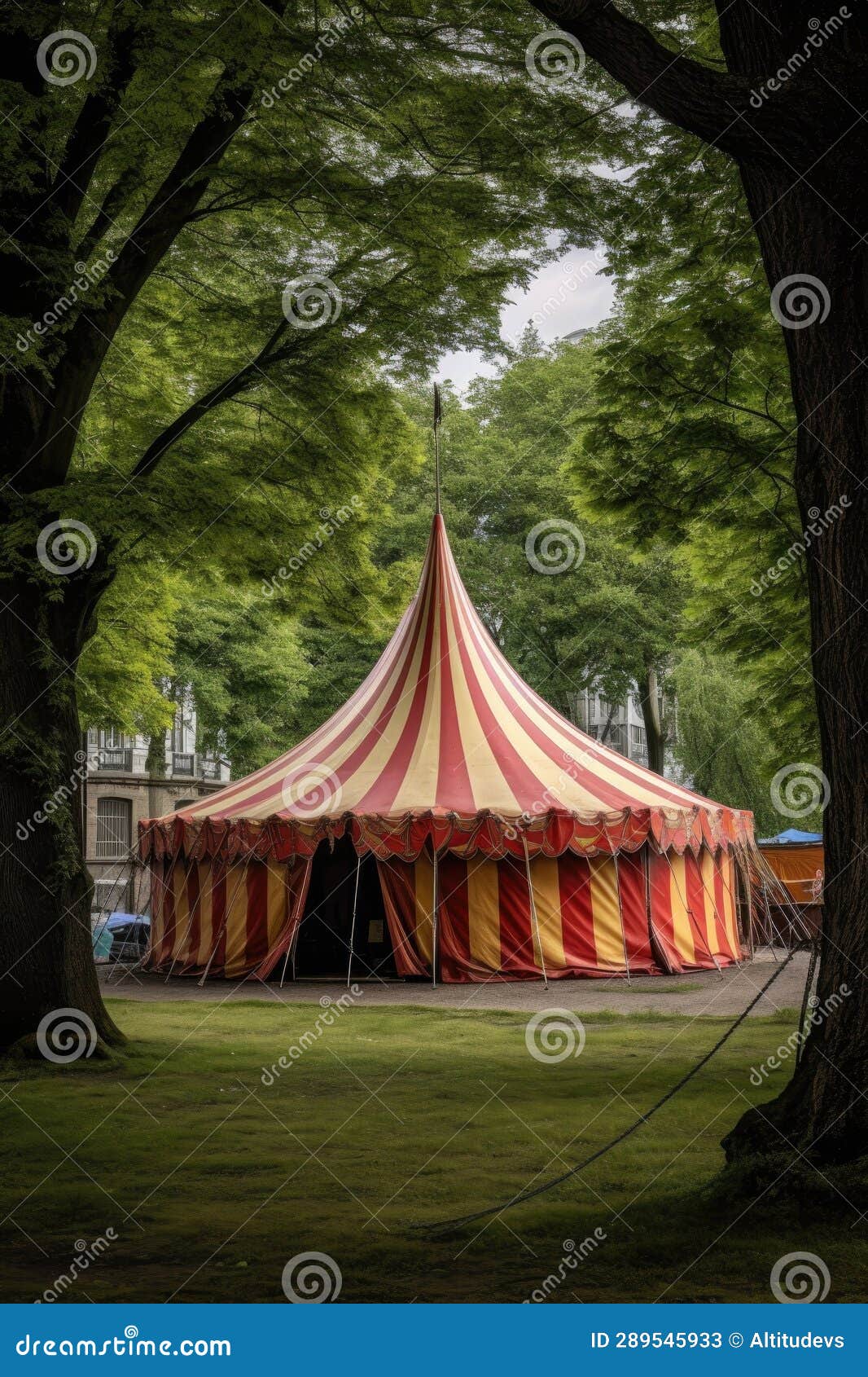 Circus Tent in a Park Surrounded by Trees Stock Image - Image of ...