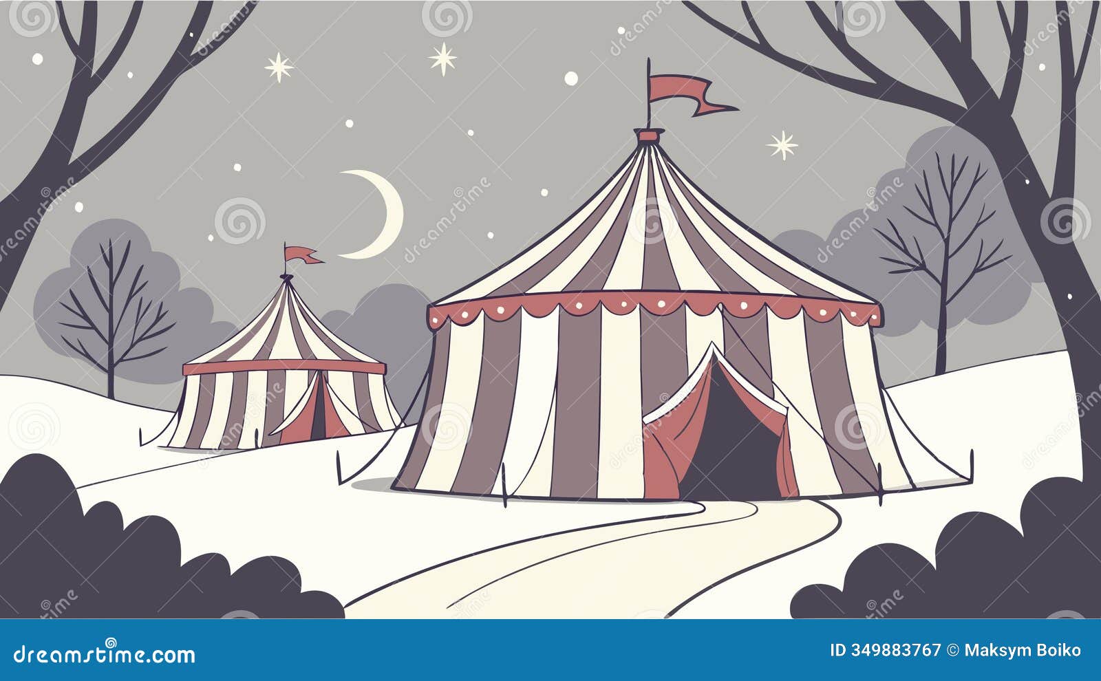 Circus Tents in a Cold Christmas Night. Digital Illustration Stock ...