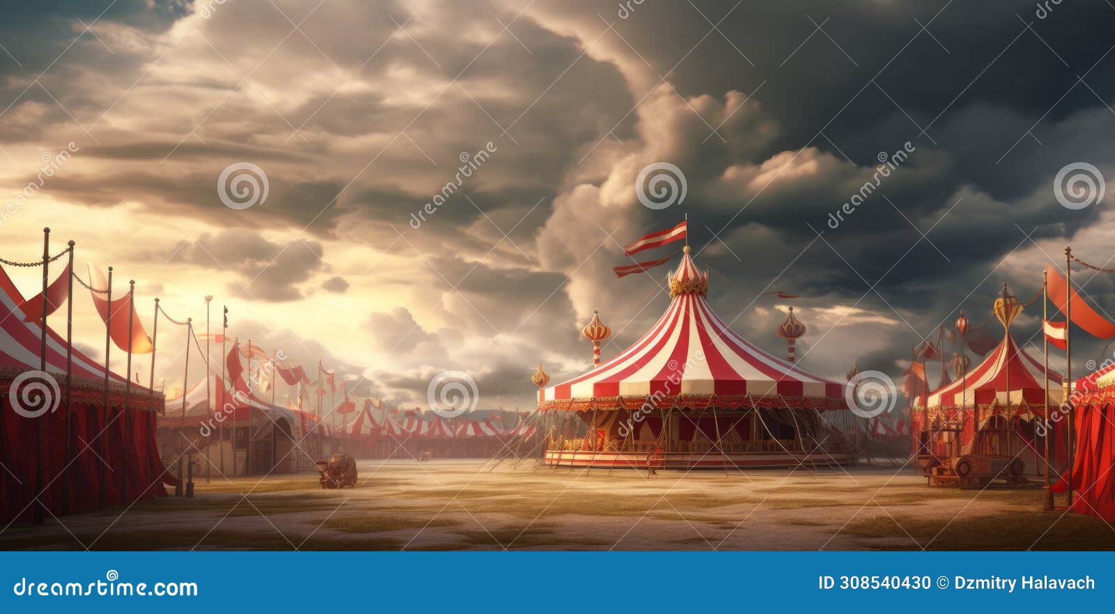 Circus Tents Standing on a Green Field Stock Photo - Image of circus ...