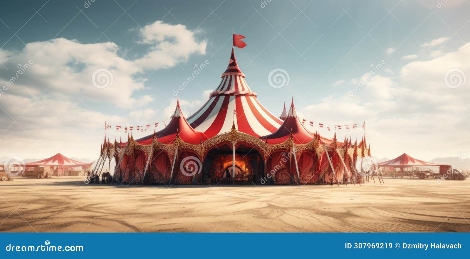 Circus Tents Standing on a Green Field Stock Image - Image of festive ...