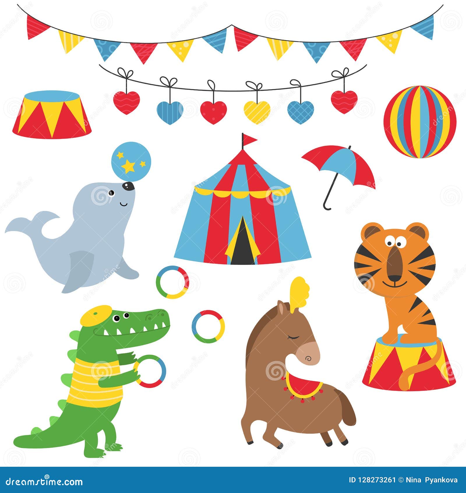 Set of circus animals. stock illustration. Illustration of card - 128273261