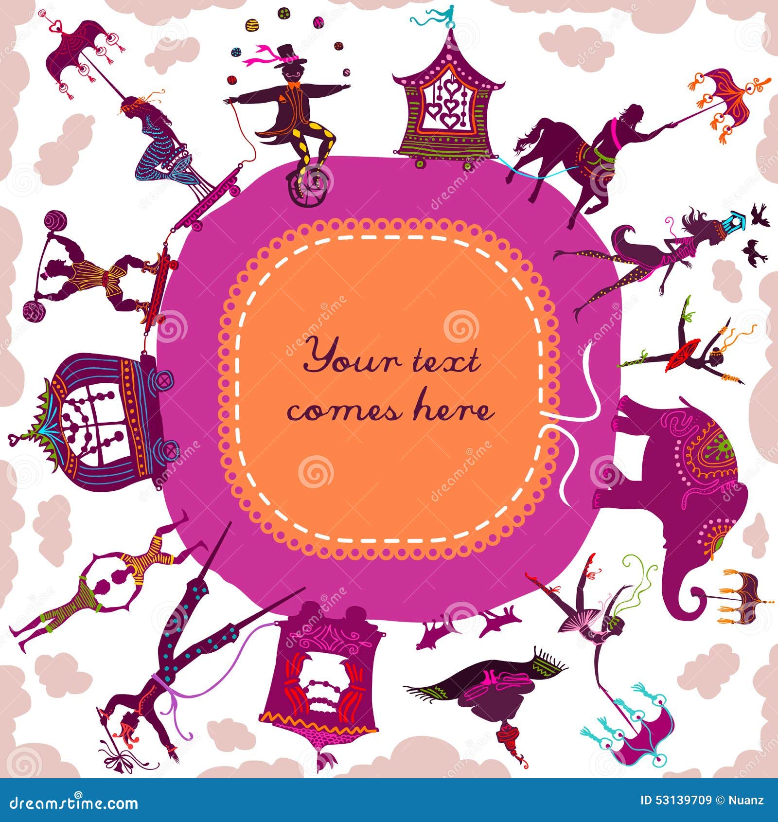 Circus Themed Circular Frame with Copyspace for Your Text Stock Vector ...
