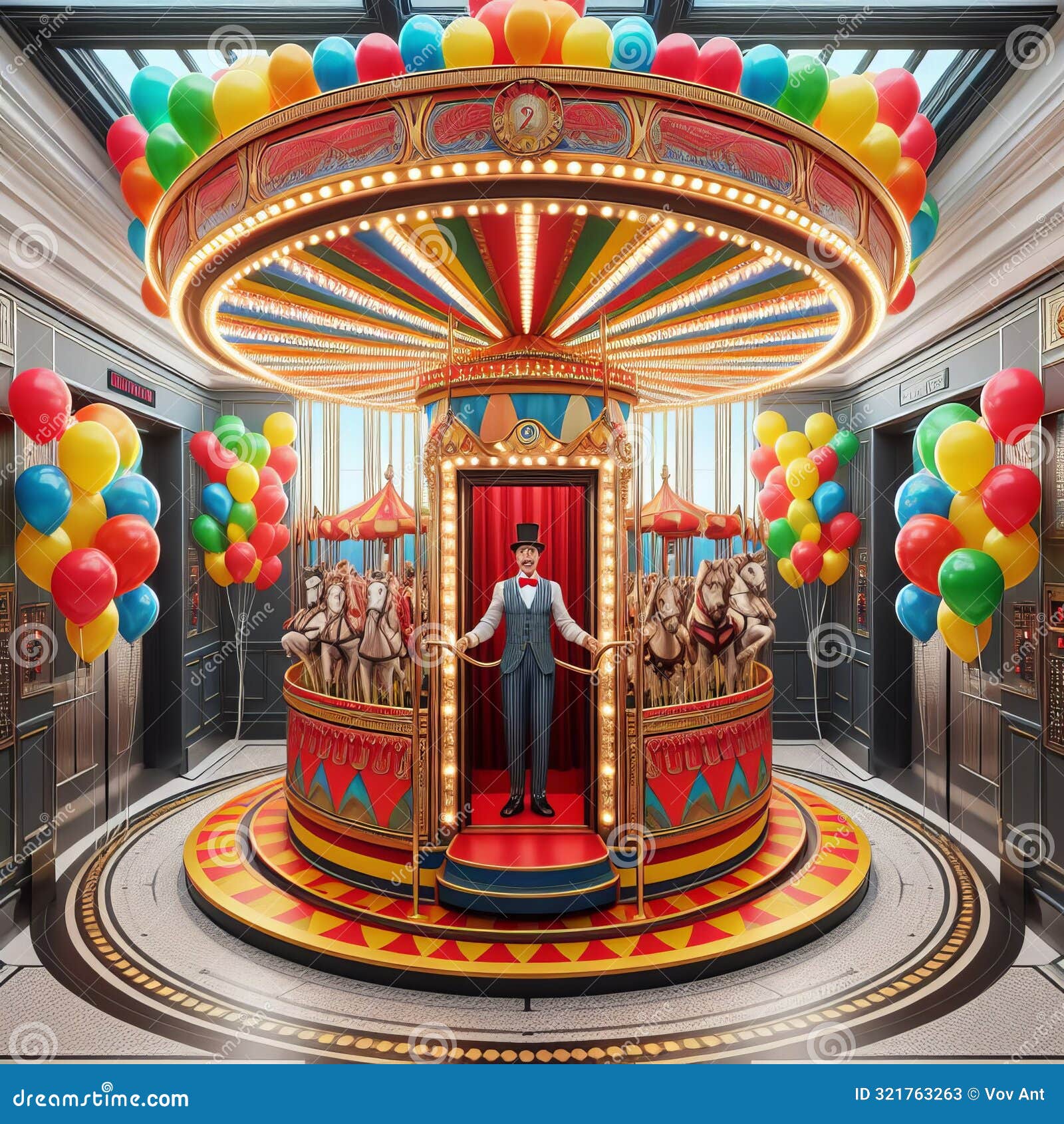 28 21. a Circus-themed Elevator with a Rotating Carousel in Th Stock ...