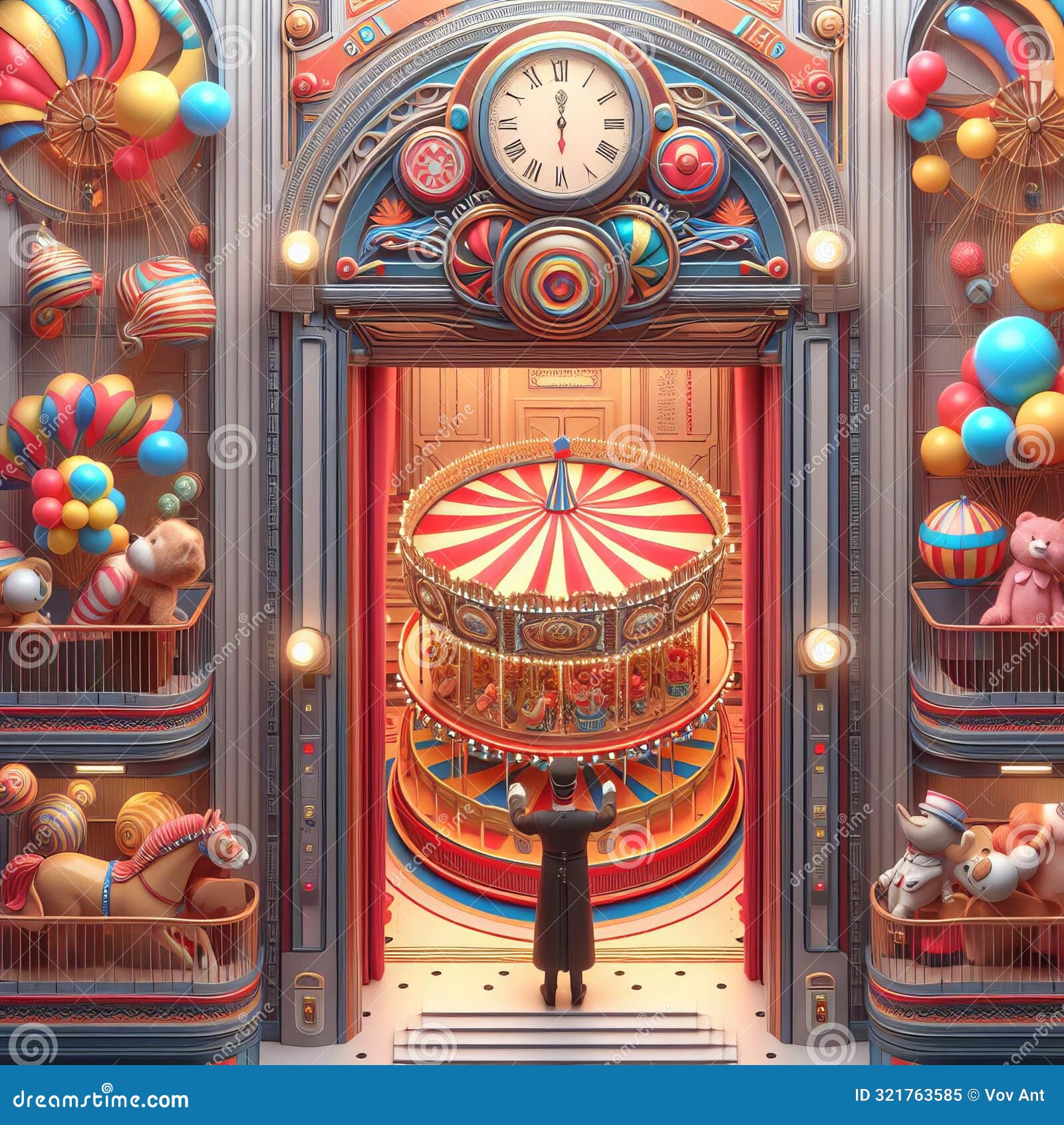 30 21. a Circus-themed Elevator with a Rotating Carousel in Th Stock ...