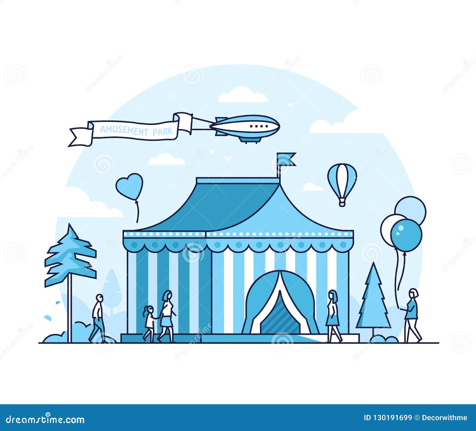 Circus - Thin Line Design Style Vector Illustration Stock Vector ...