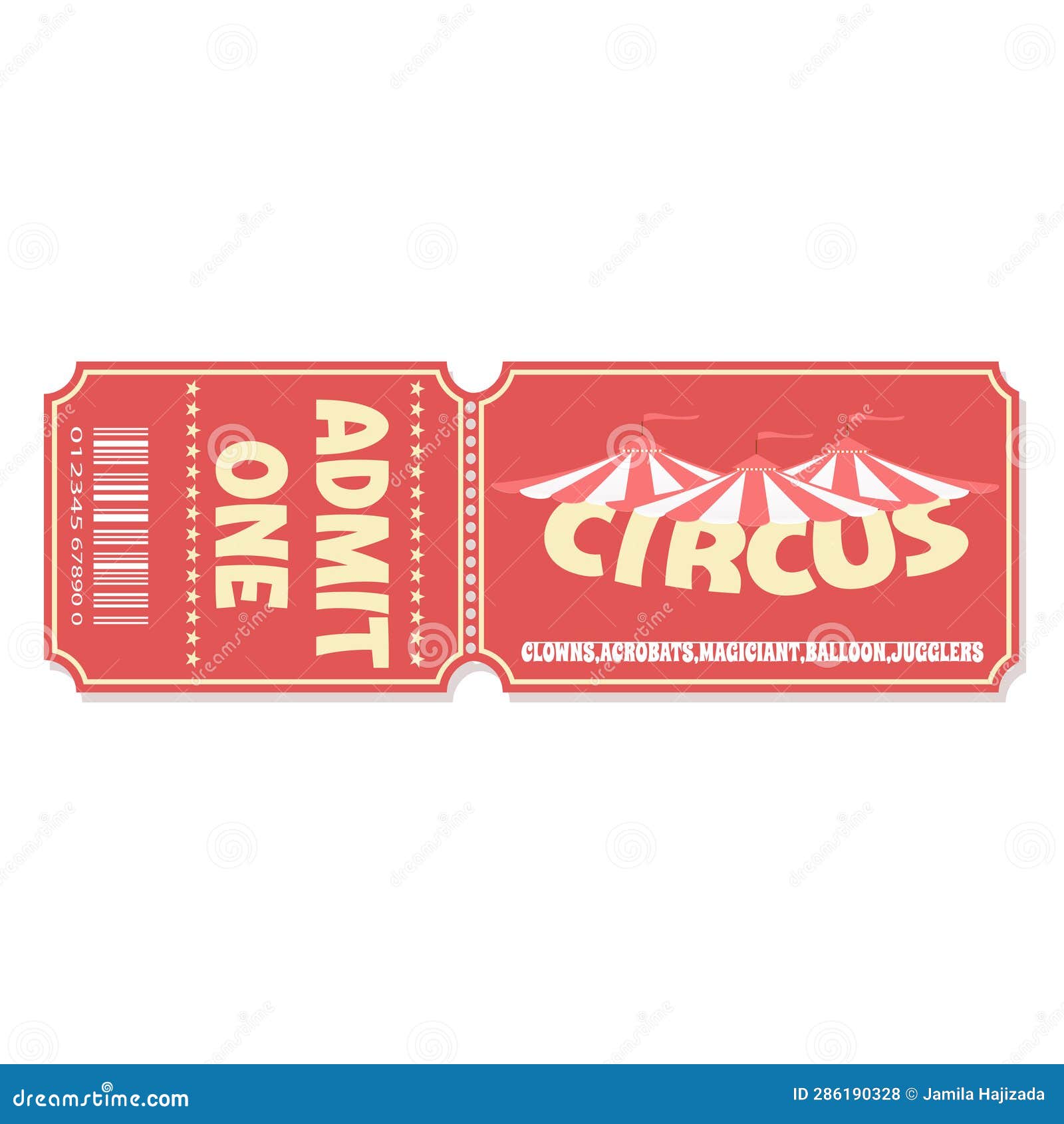 A Circus Ticket Template. Admit One. Stock Vector - Illustration of ...
