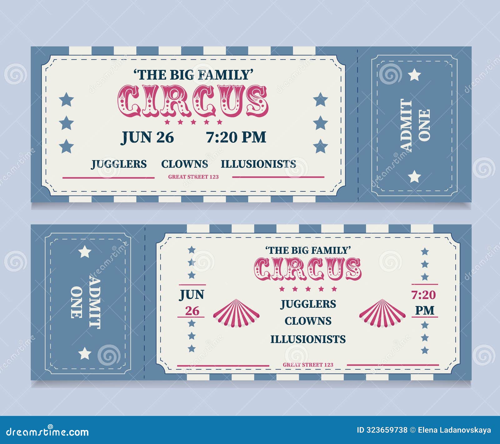 A circus ticket template. stock vector. Illustration of entertainment ...