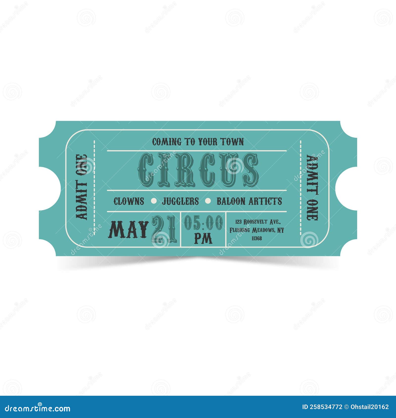 Circus Tickets in Blue, Turquoise Stock Illustration - Illustration of ...