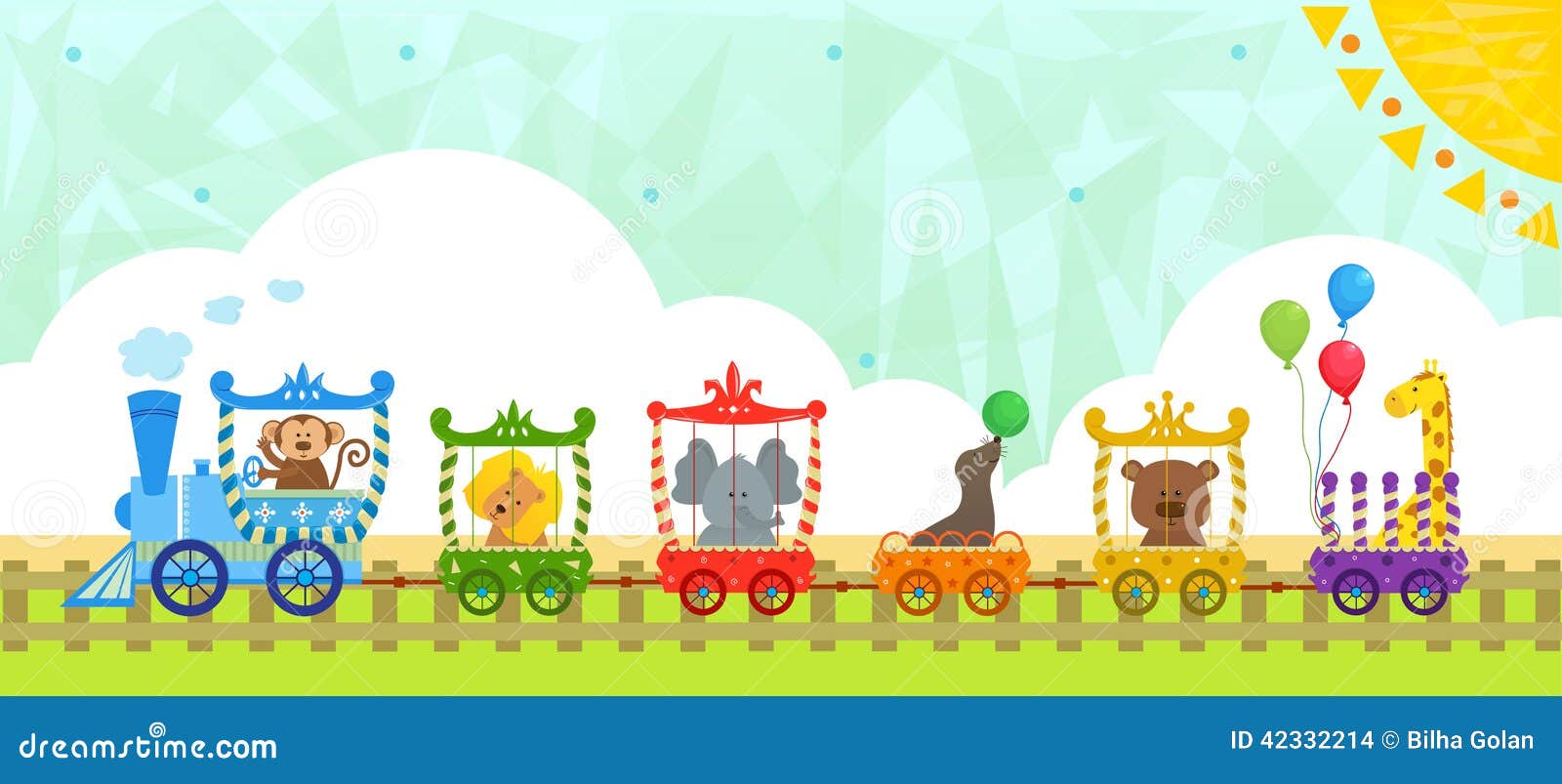 Circus Train With Background Vector Illustration | CartoonDealer.com ...