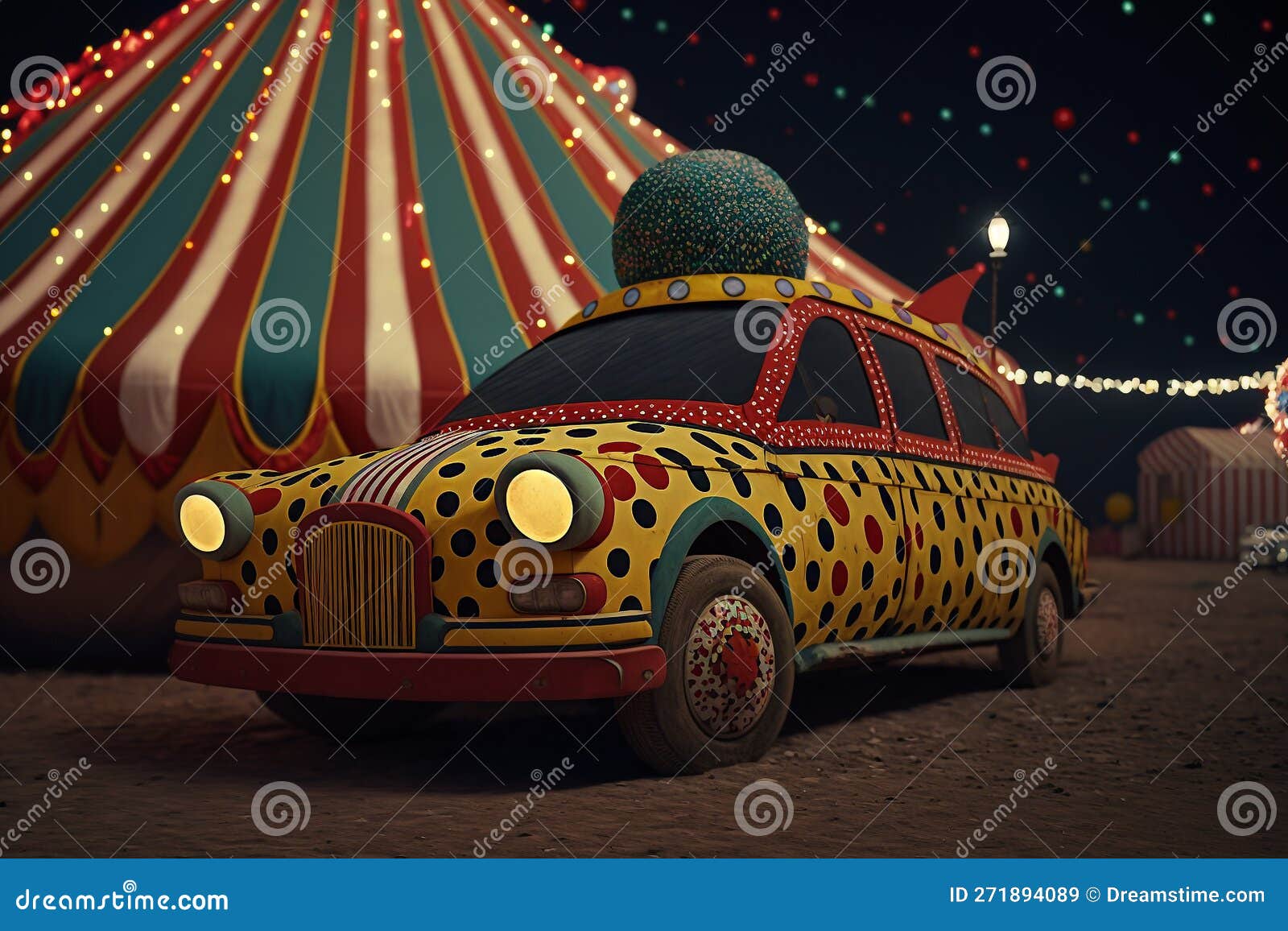 Circus Yellow Car Generative AI Stock Illustration - Illustration of ...