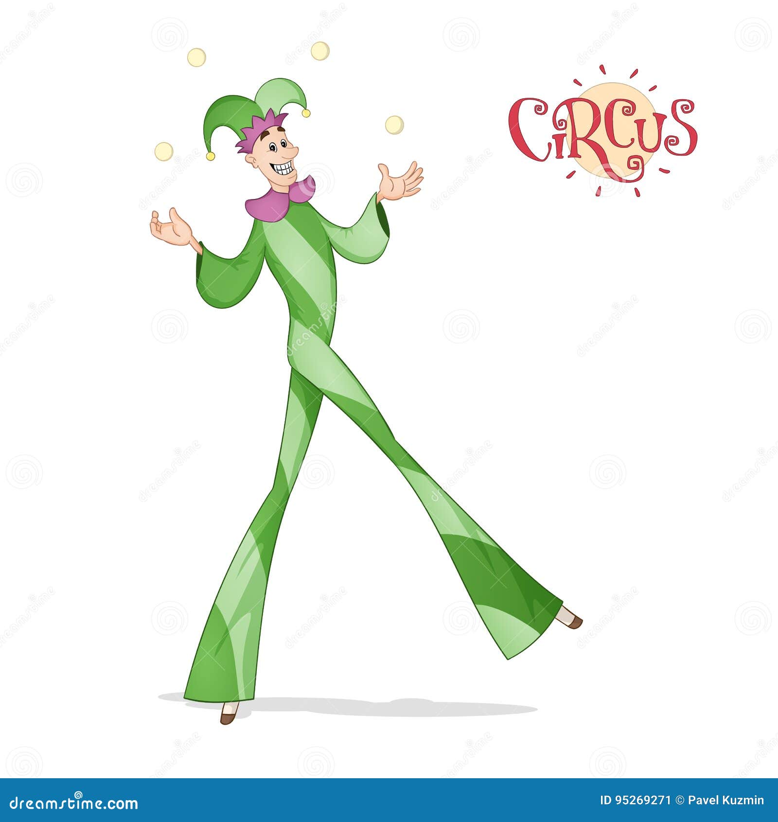 Circusjuggler Die Op Stelten Lopen Vector Illustratie - Illustration of ...