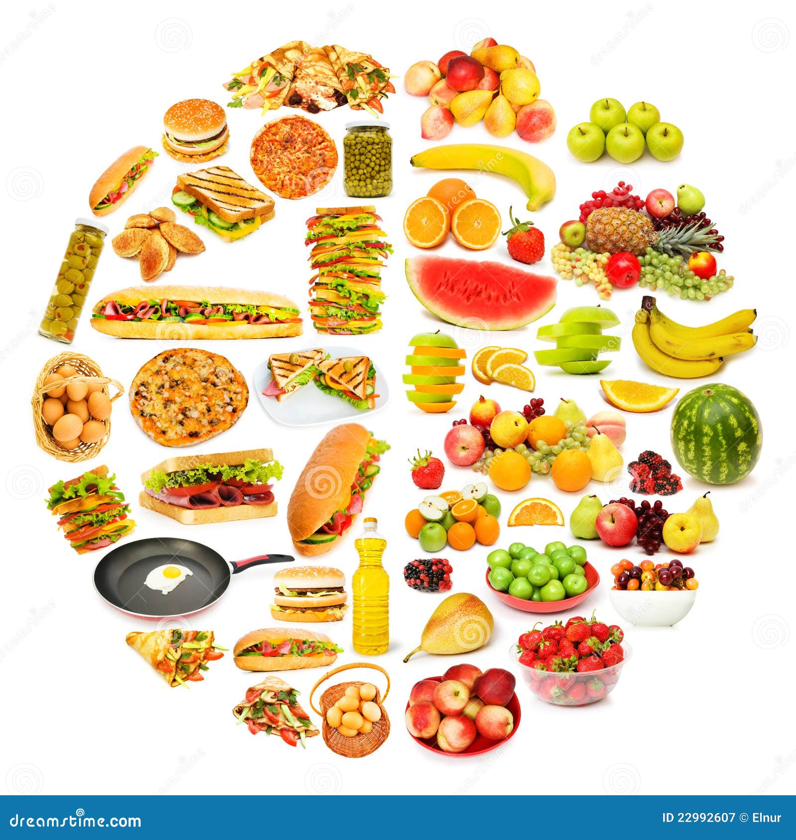 Cirkel met veel voedsel stock afbeelding. Image of rundvlees - 22992607