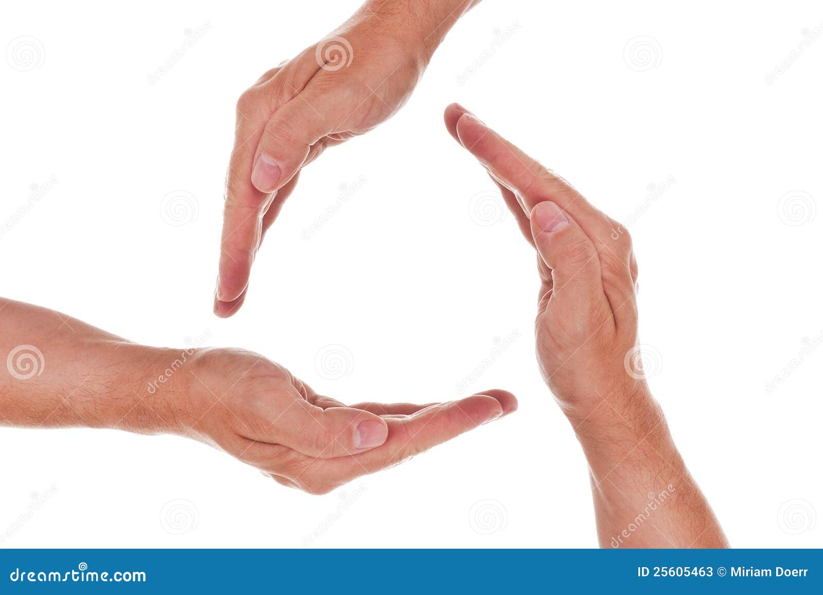 Cirkel van drie Handen stock afbeelding. Image of gebaar - 25605463