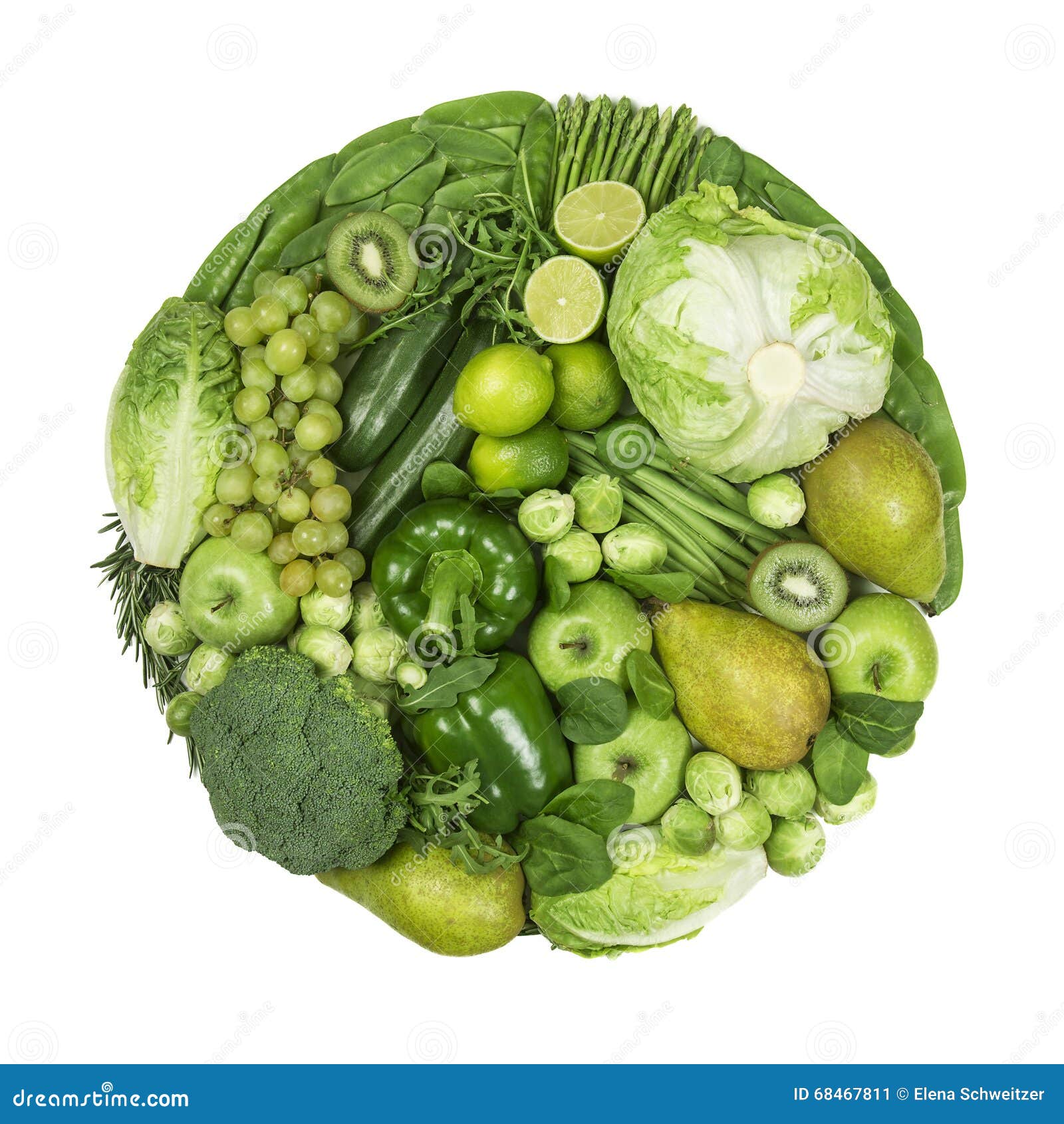 Cirkel Van Groene Vruchten En Groenten Stock Afbeelding - Image of kool ...