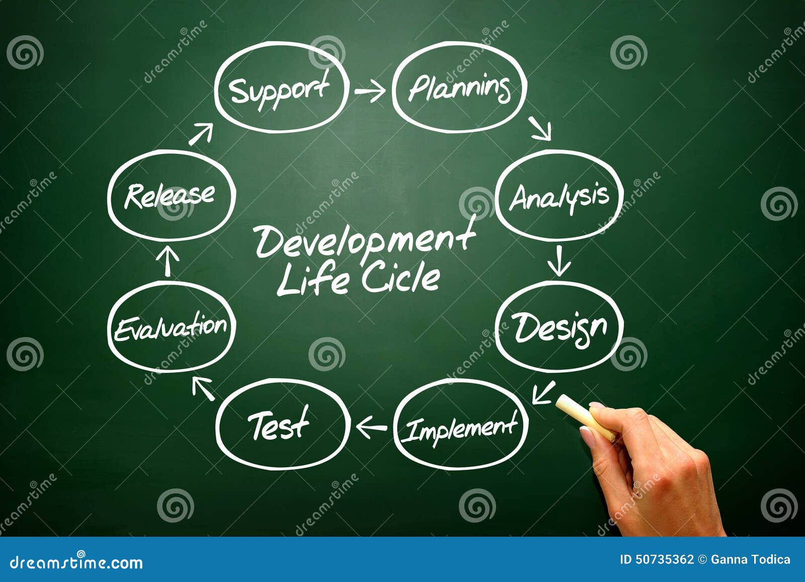Cirkelstroomgrafiek Van Het Ontwikkelingsproces Van De Het Levenscyclus ...