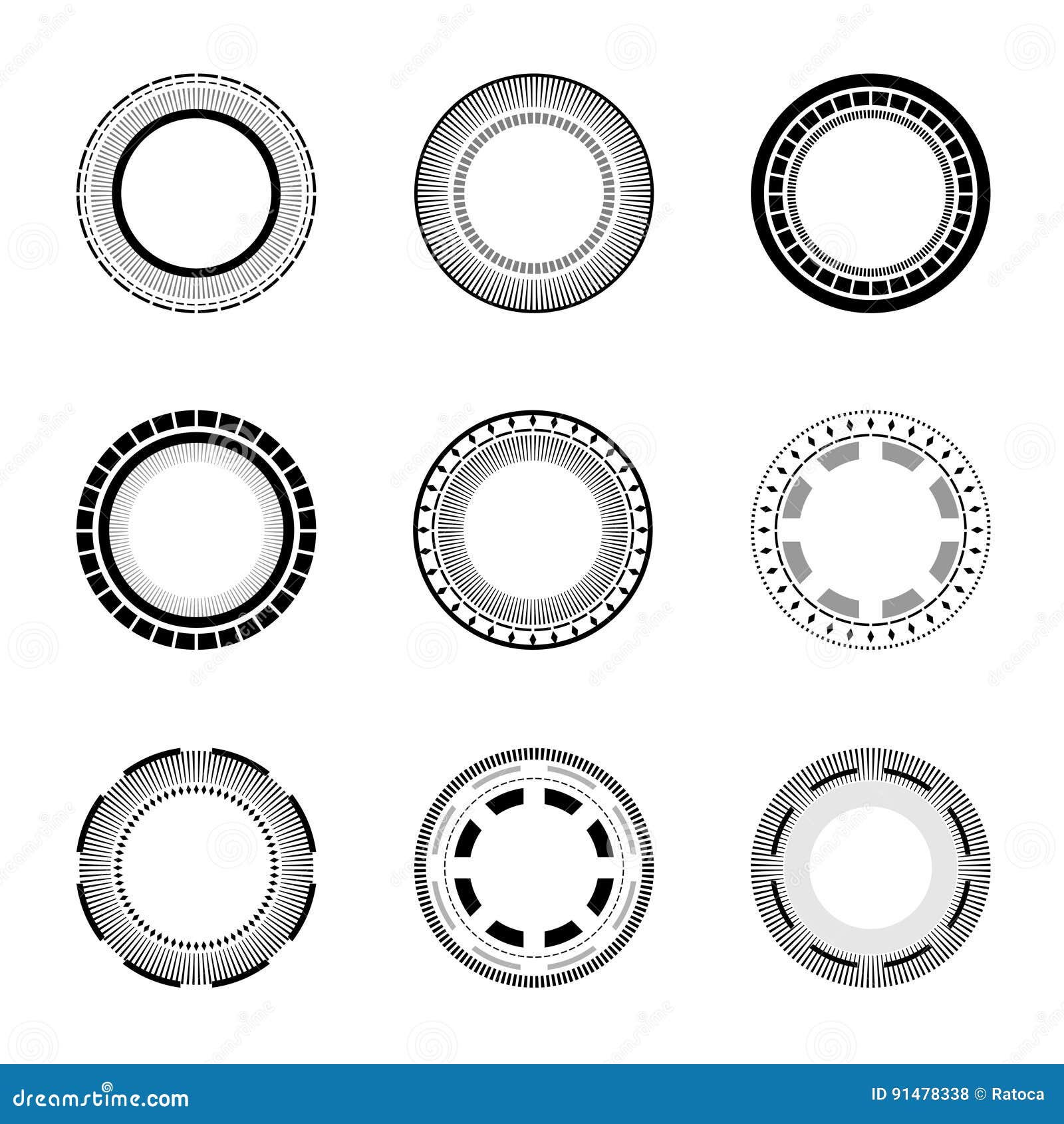 Cirlce Symbols Set Collection Stock Vector - Illustration of ornament ...