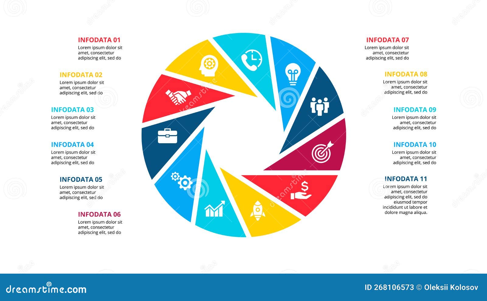 Cirle Infographic with 11 Options or Steps. Abstract Flat Element of ...