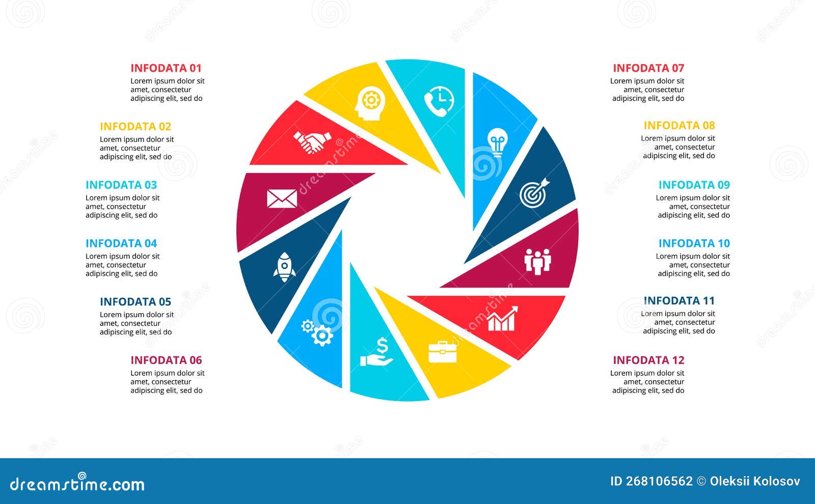 Cirle Infographic with 12 Options or Steps. Abstract Flat Element of ...