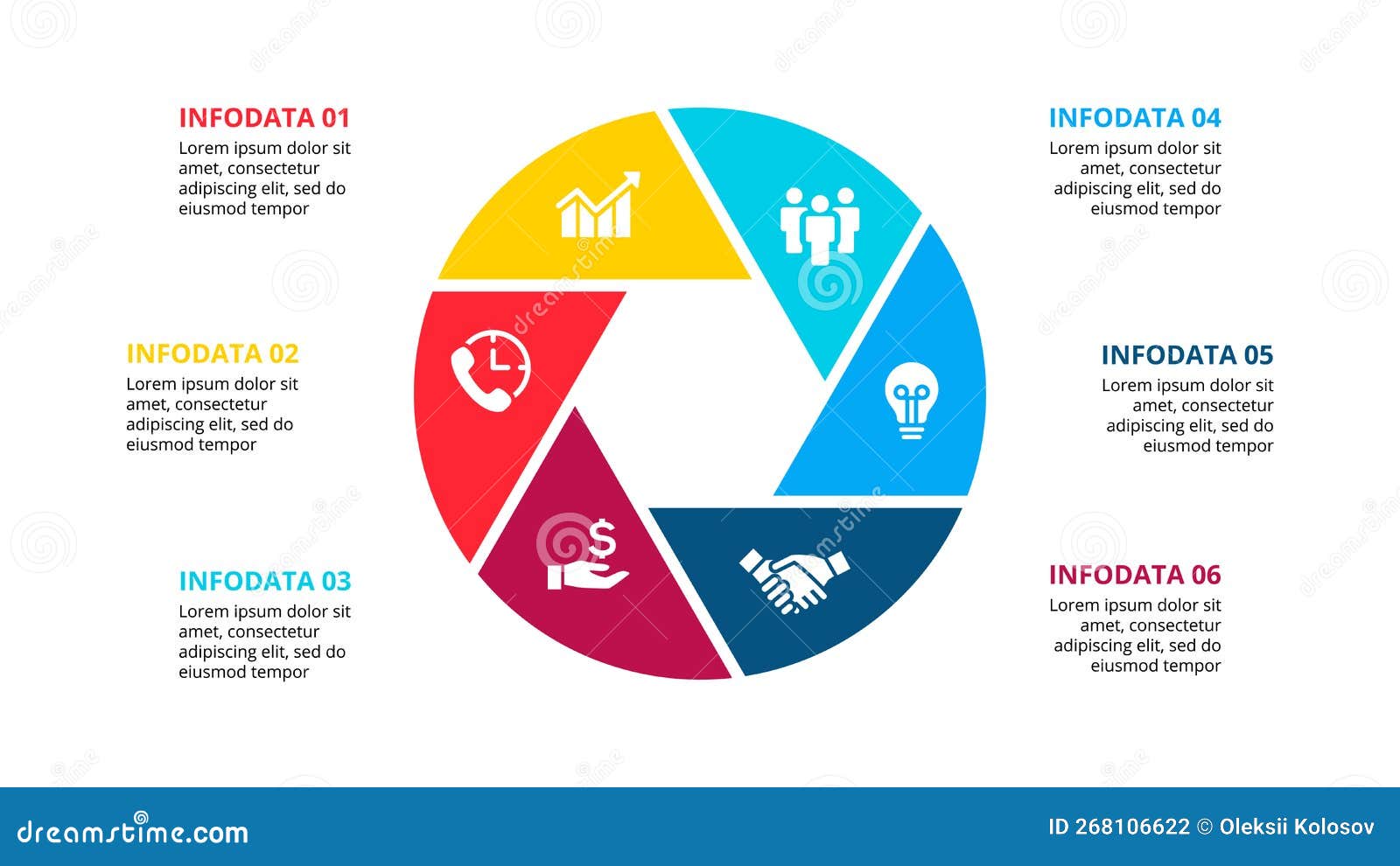 Cirle Infographic with 6 Options or Steps. Abstract Flat Element of ...