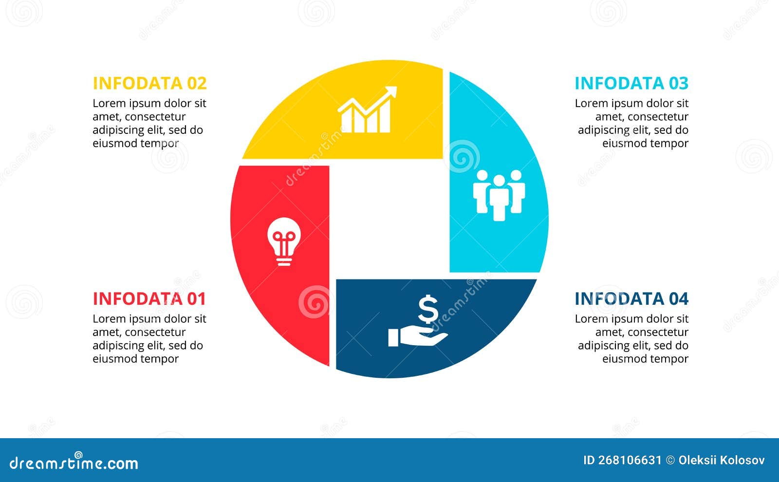 Cirle Infographic with 4 Options or Steps. Abstract Flat Element of ...
