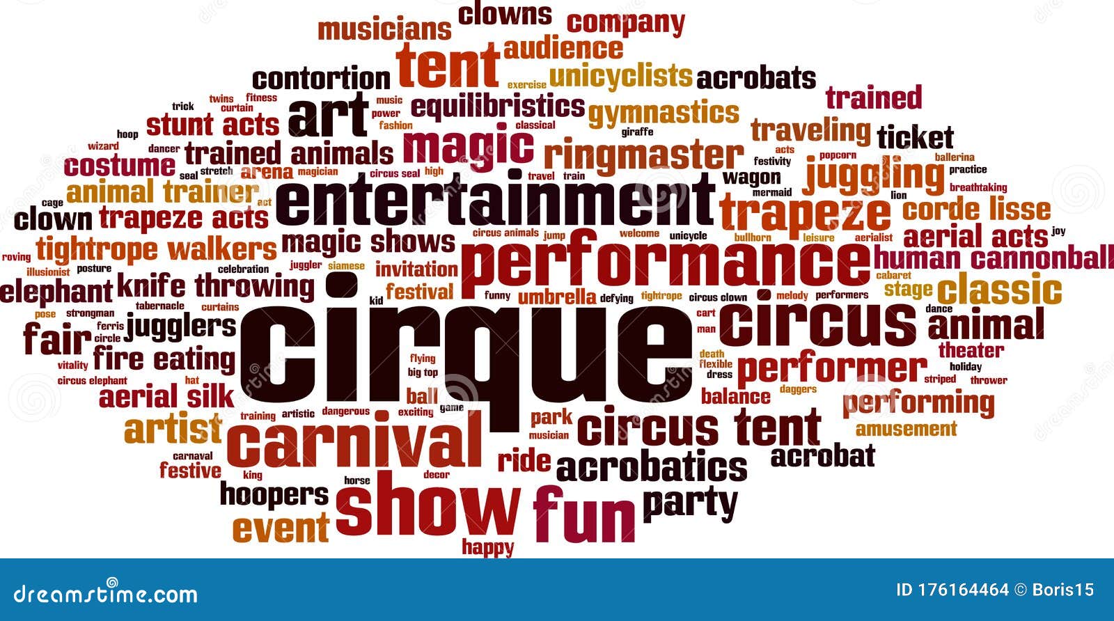 Cirque word cloud concept stock vector. Illustration of magic - 176164464