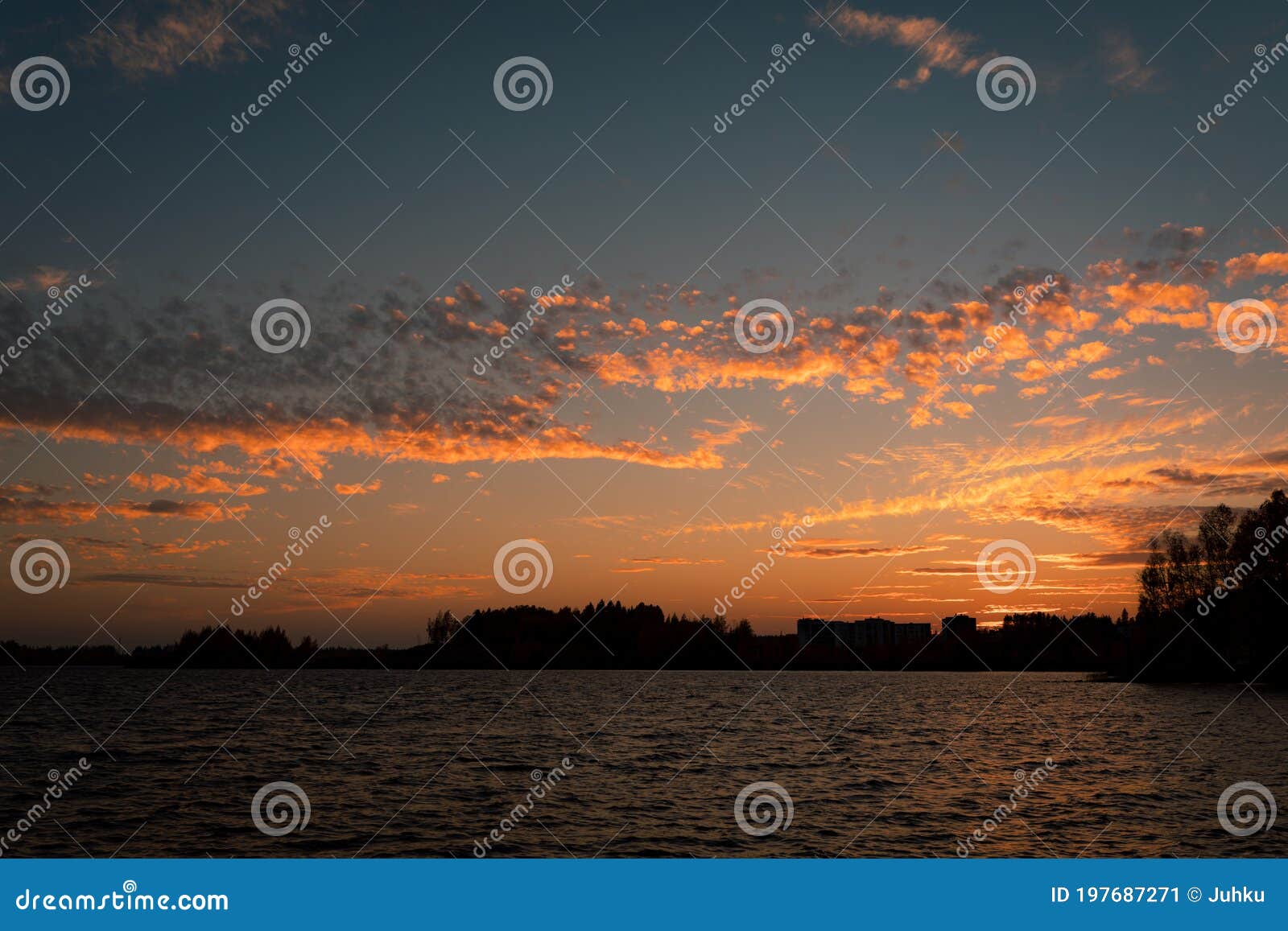 Cirrocumulus Clouds Sunset Sky Landscape Stock Image - Image of scenic ...