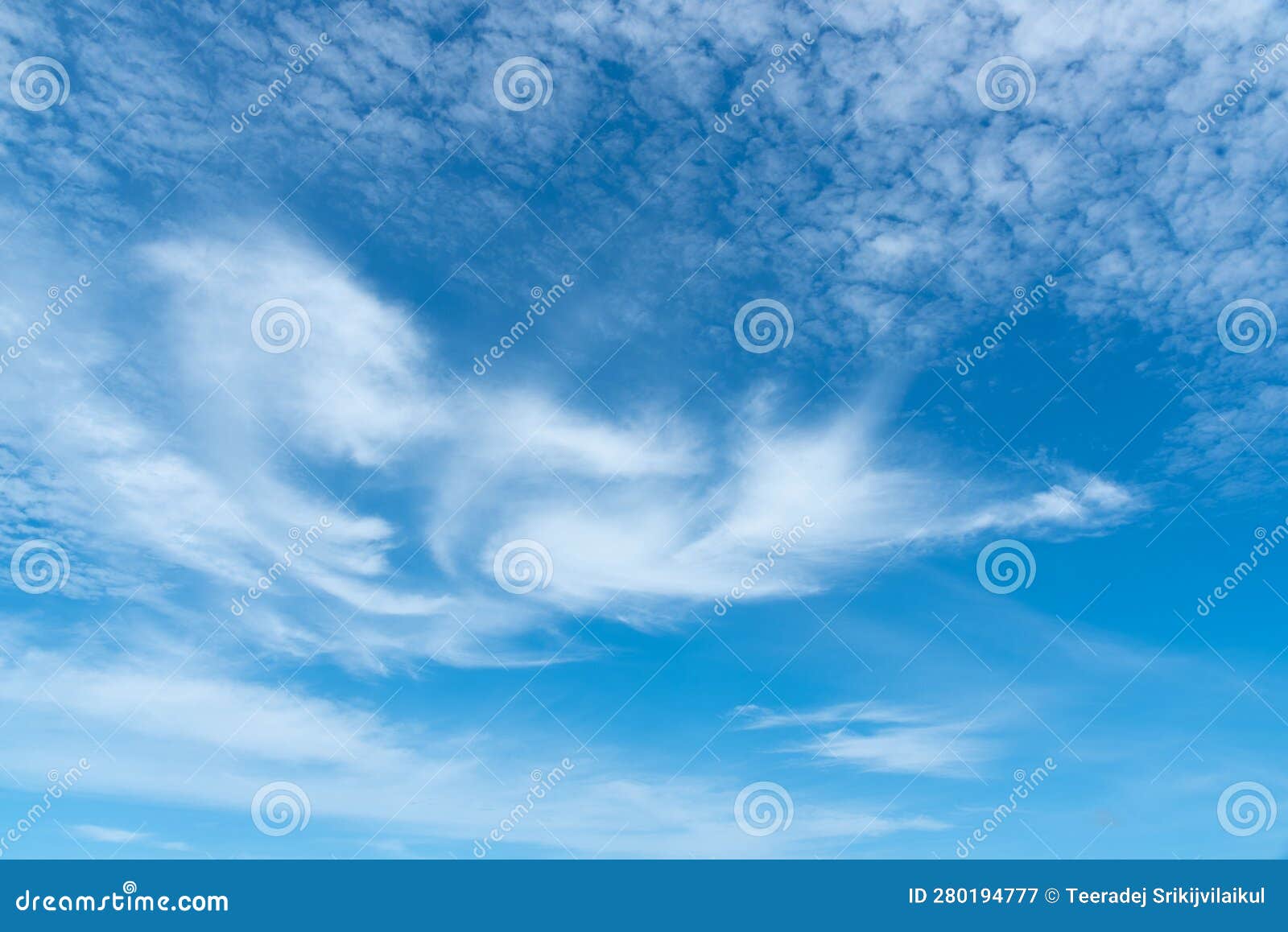 Cirrus and Altocumulus Clouds on Blue Sky Background Stock Image ...