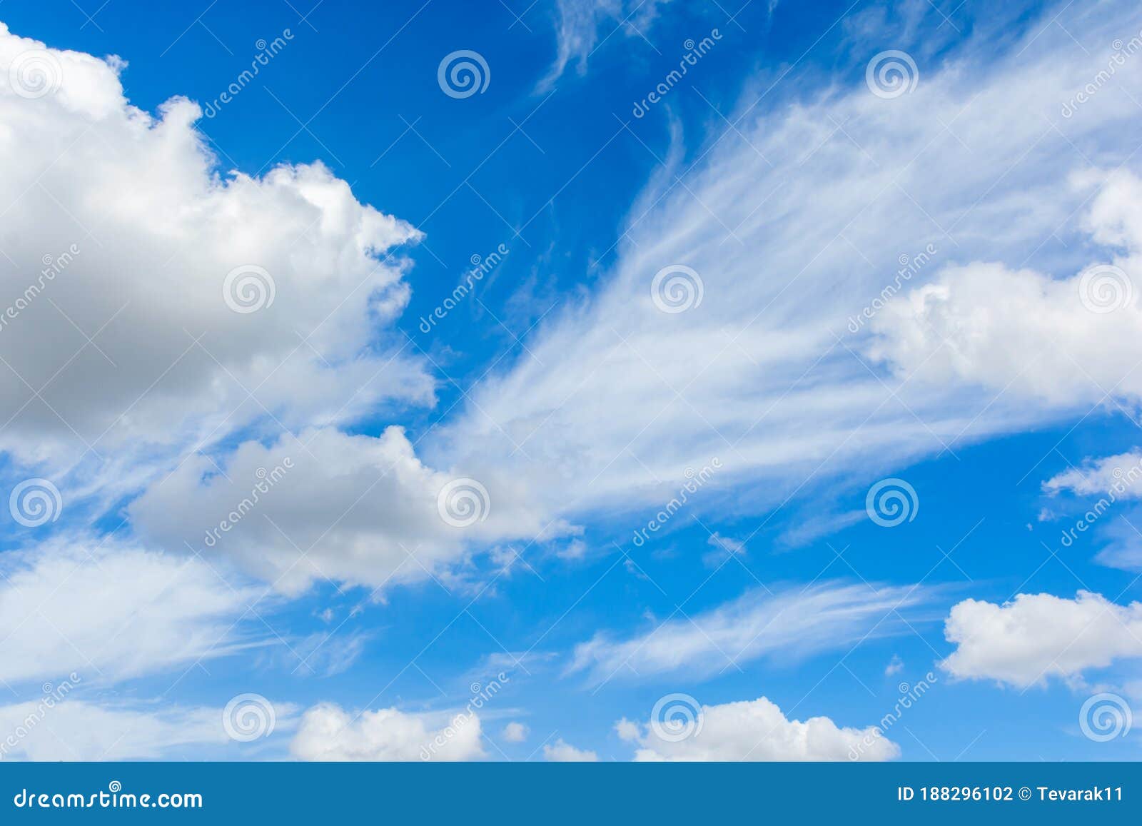 Cirrus and Cumulus Clouds on Blue Sky Background Stock Photo - Image of ...