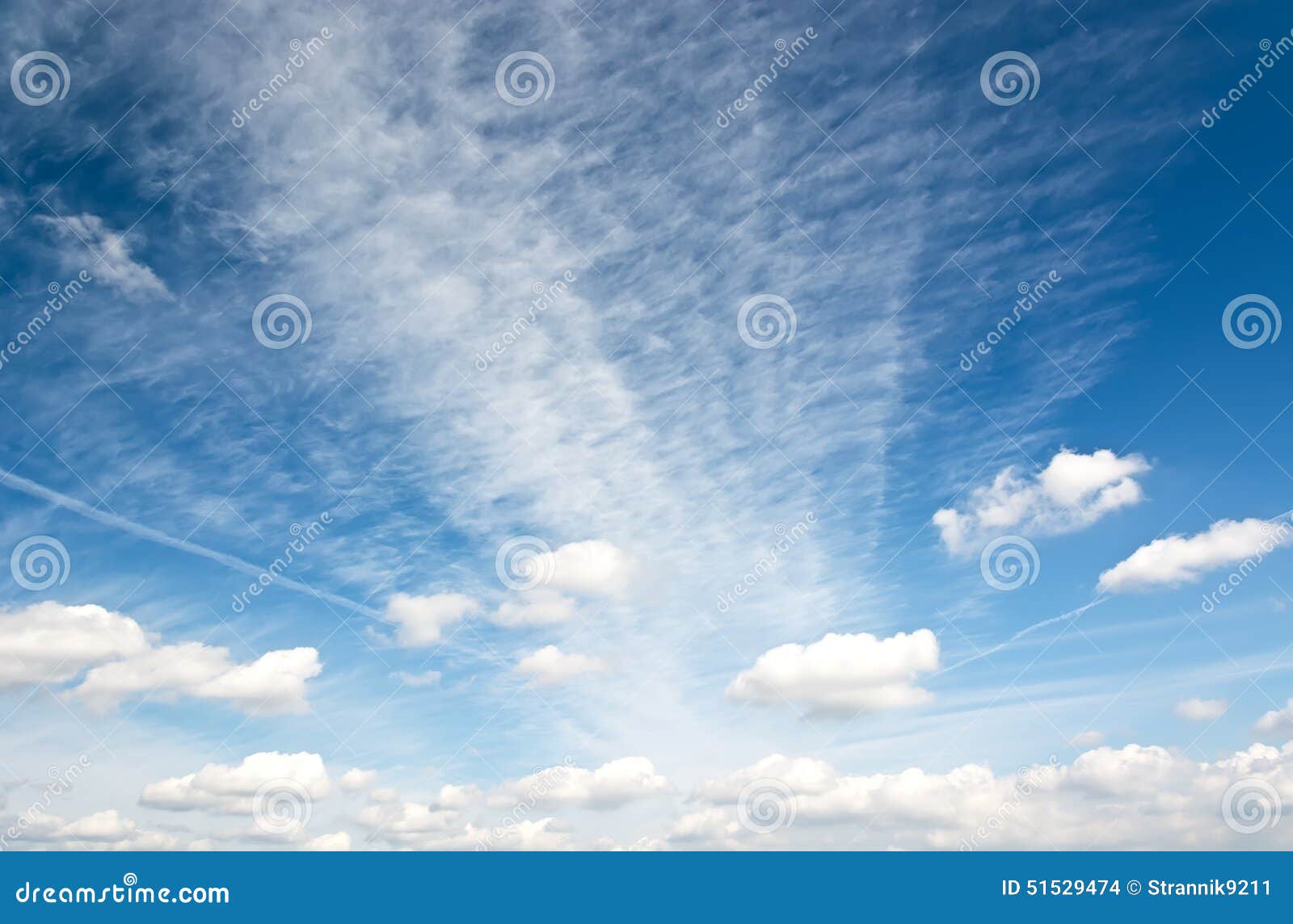 Cirrus and Cumulus Clouds in the Blue Sky. Stock Photo - Image of ...