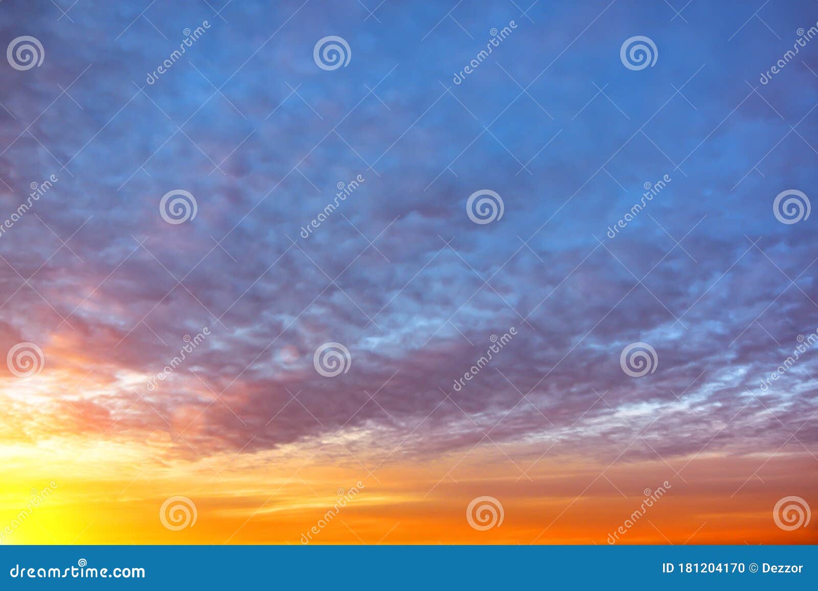 Cirrus Evening Clouds Backlit by the Sun, Sky View Stock Photo - Image ...
