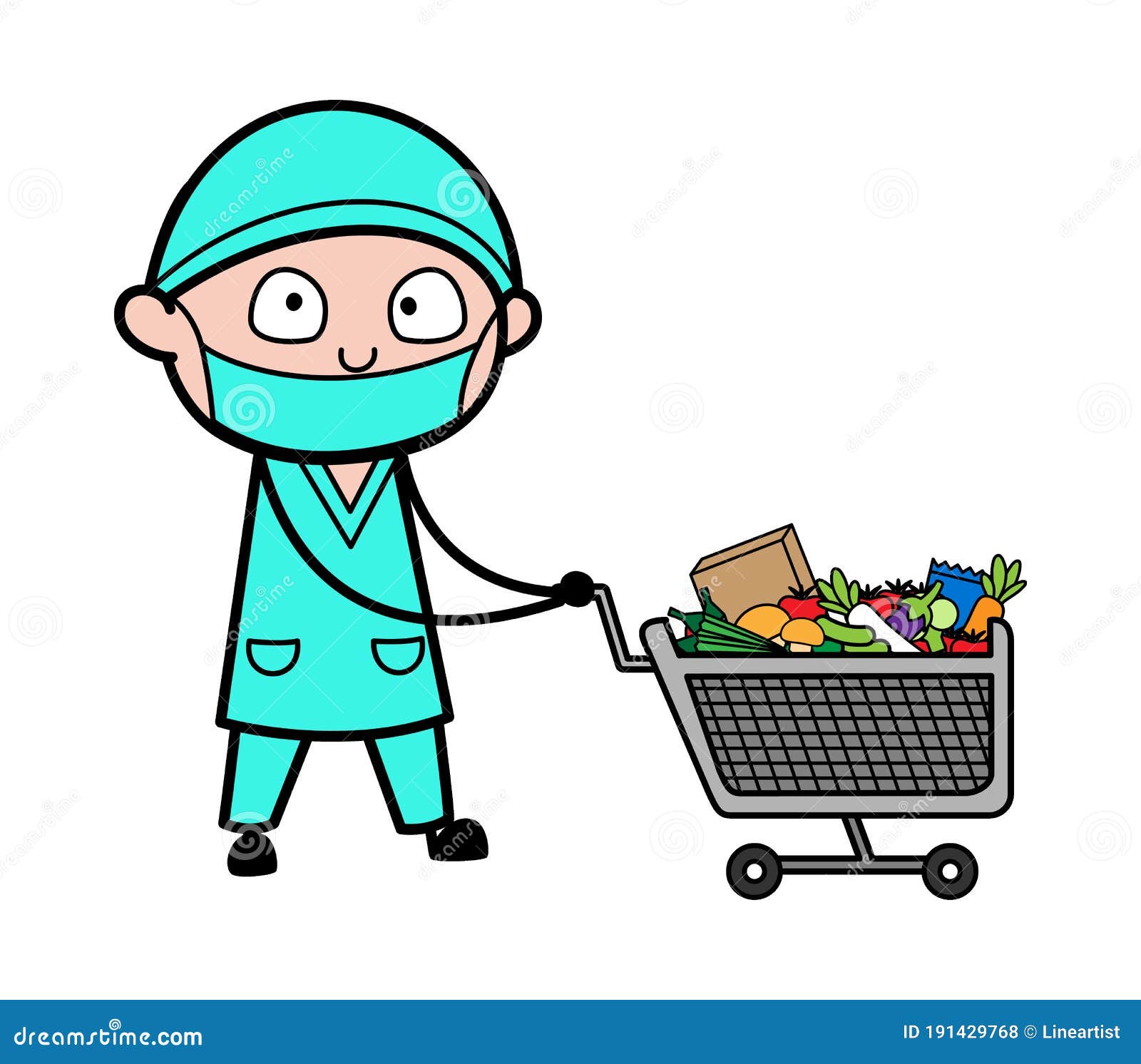 Cirujano De Dibujos Animados Con Carro De La Compra Stock de ... Cirujano De Dibujos Animados Con Carro De La Compra Stock de ...