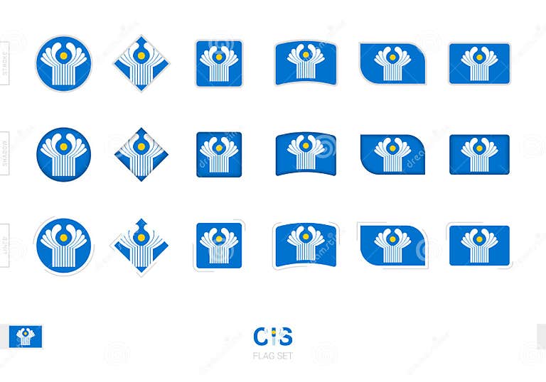CIS Flag Set, Simple Flags of CIS with Three Different Effects Stock ...
