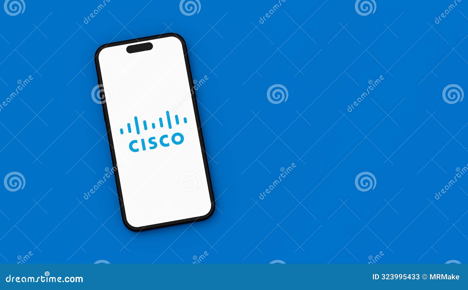 Cisco Logo on Mobile Phone Screen on Blue Background with Copy Space ...